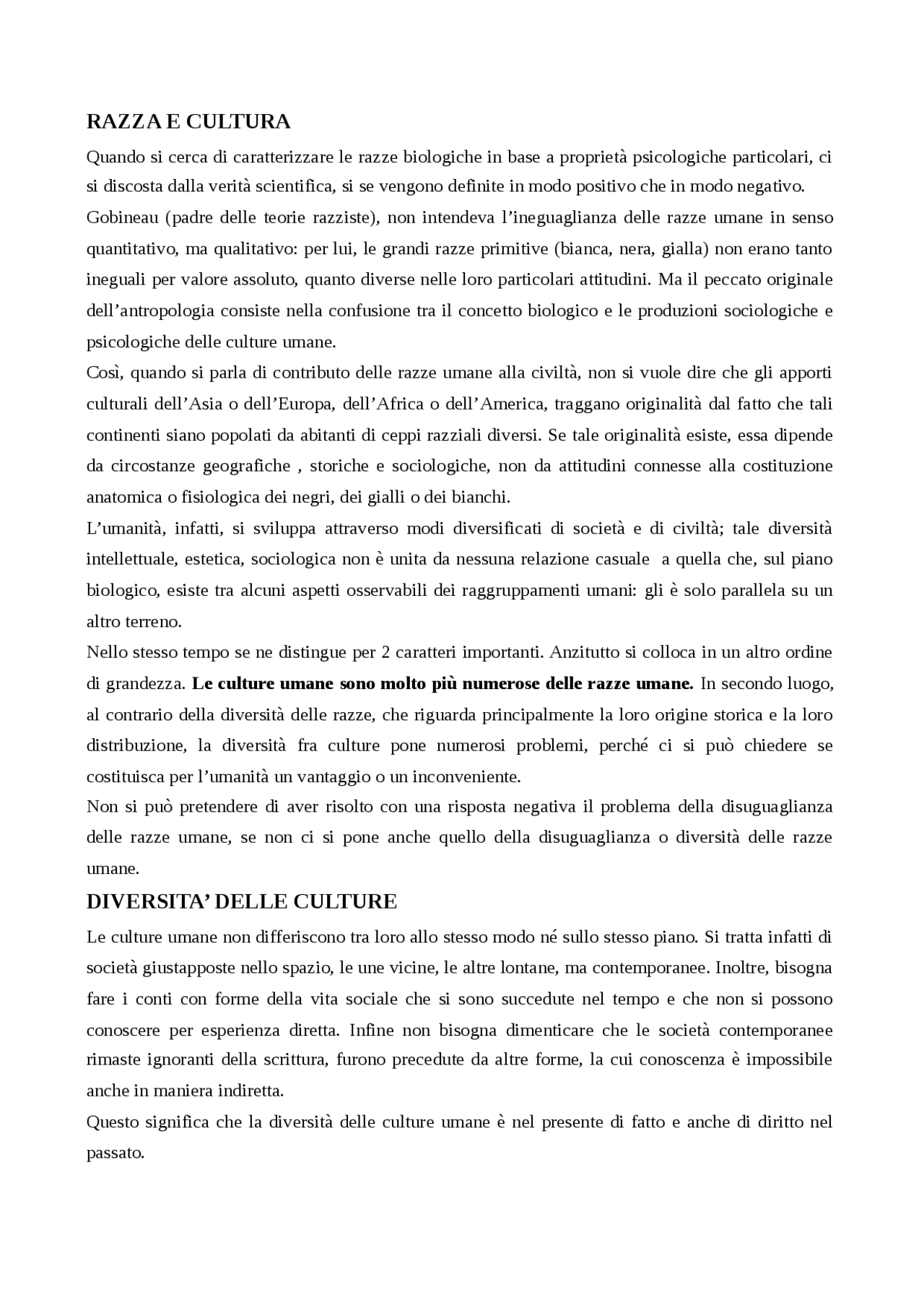 Razza E Storia Razza E Cultura Docsity