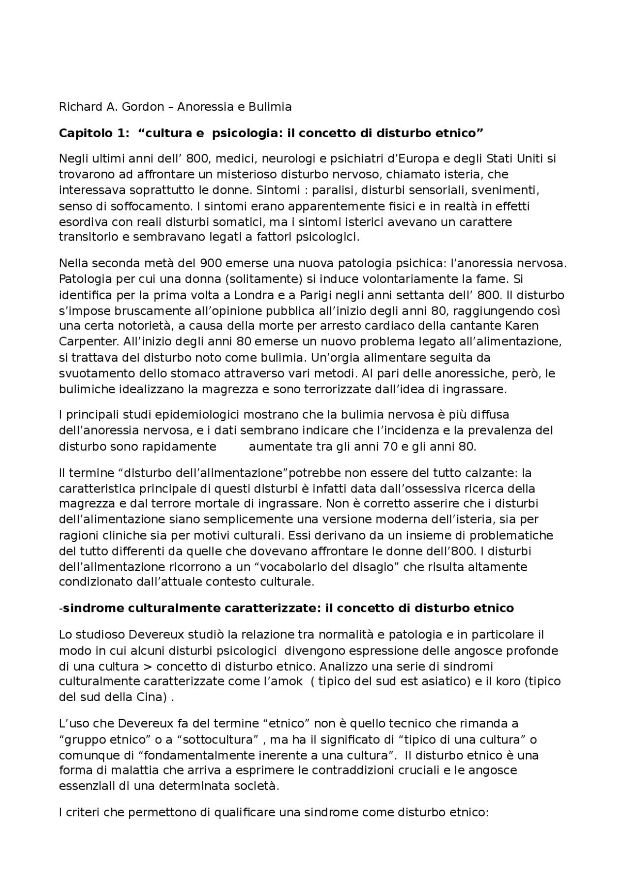 Anoressia E Bulimia Gordon Docsity