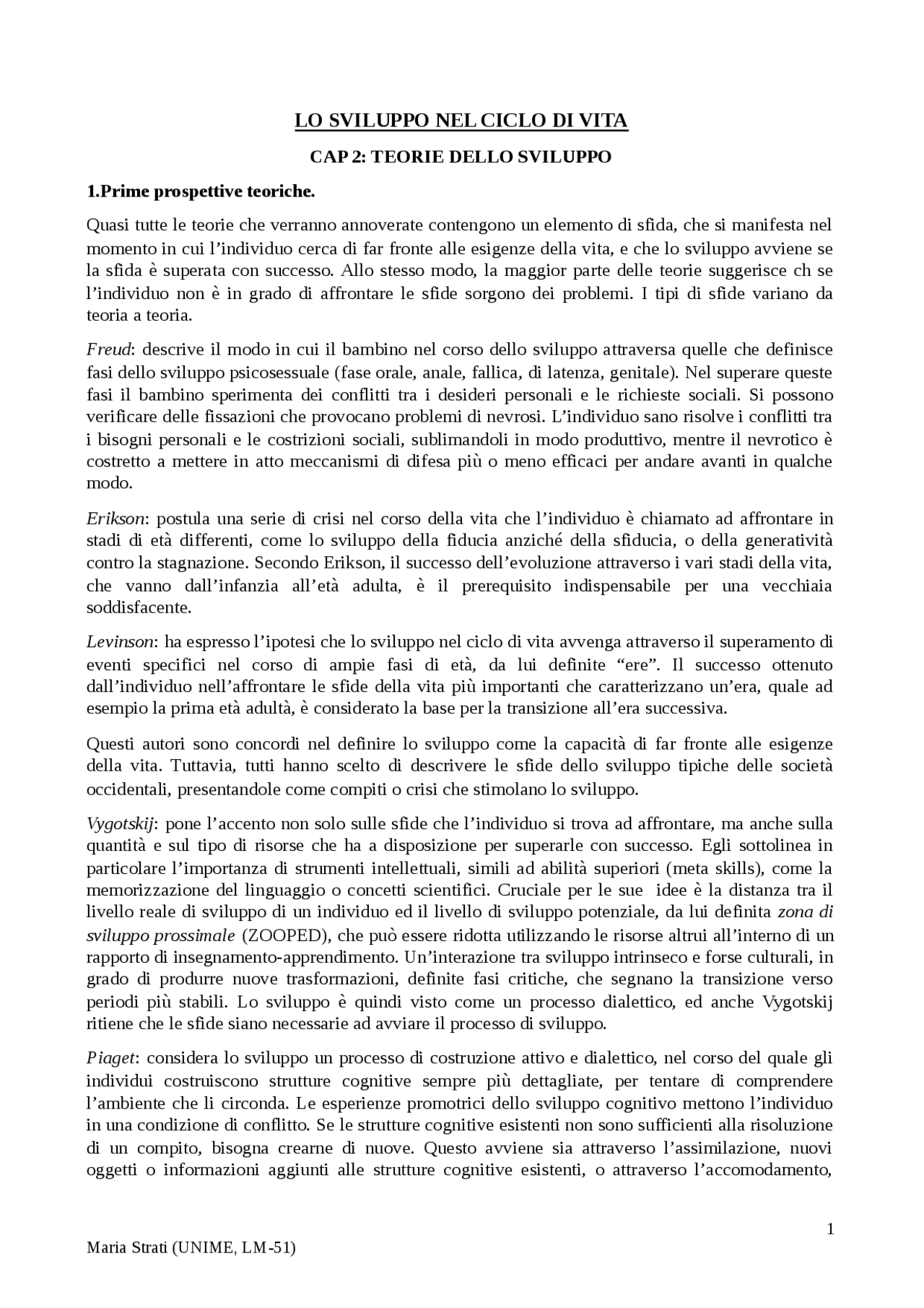 Lo Sviluppo Nel Ciclo Di Vita Docsity