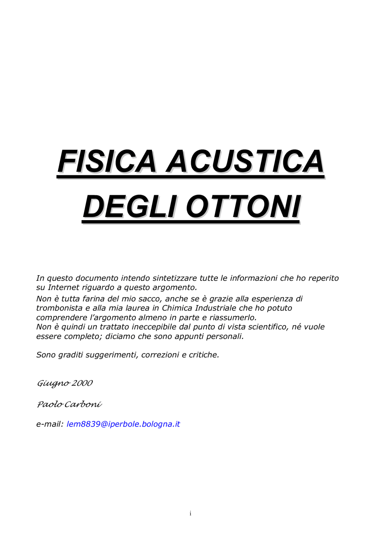 Fisica Acustica Degli Ottoni Docsity