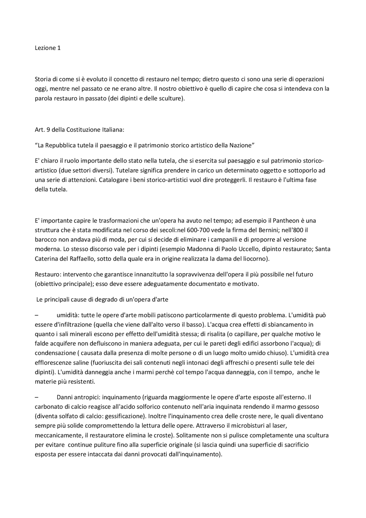 Appunti Teoria Del Restauro Prof Piva Docsity