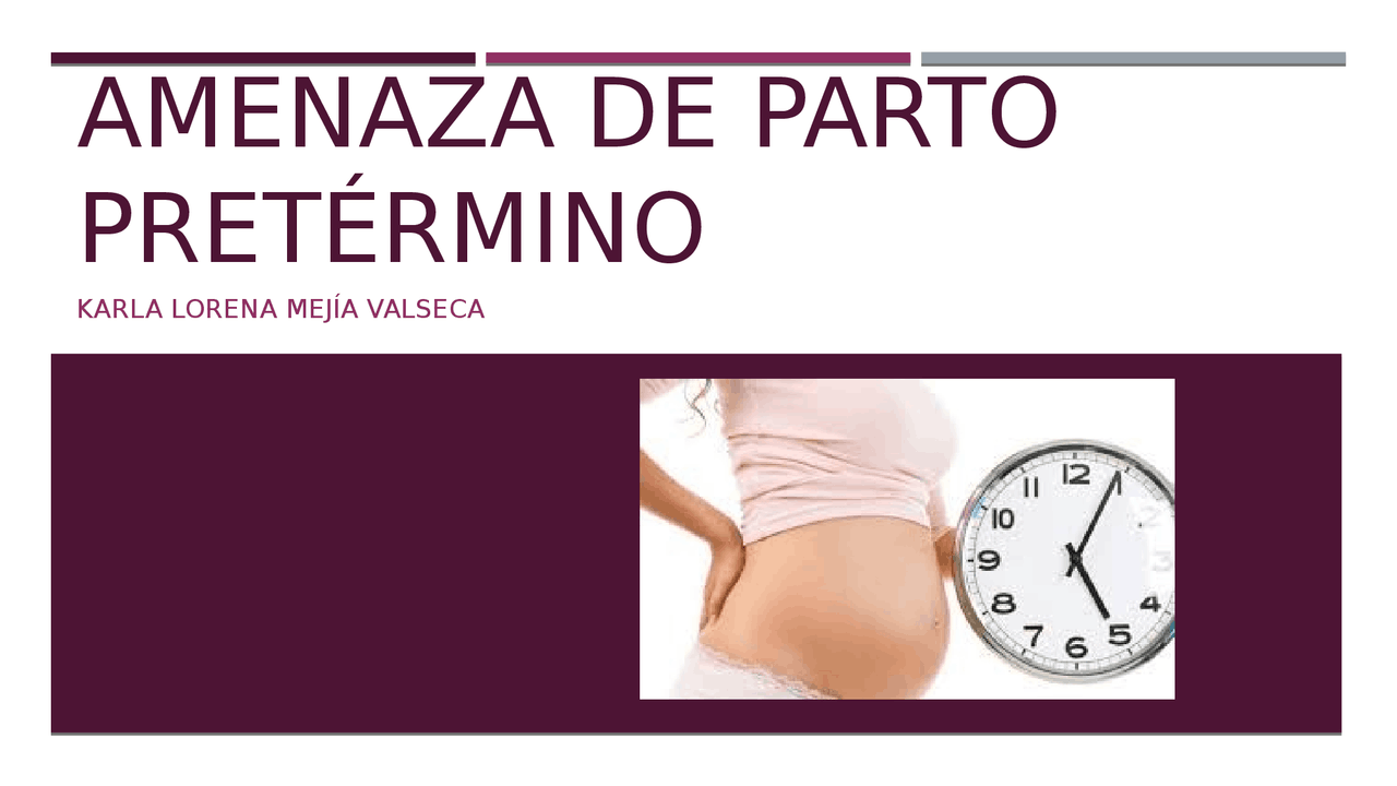 Amenaza De Parto Pretérmino Docsity
