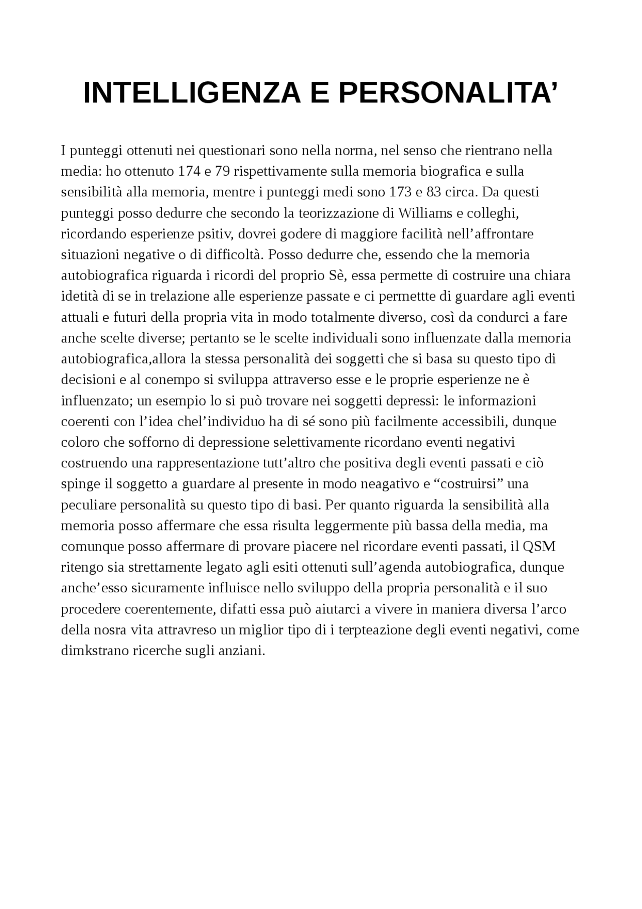 Personalità E Intelligenza Docsity