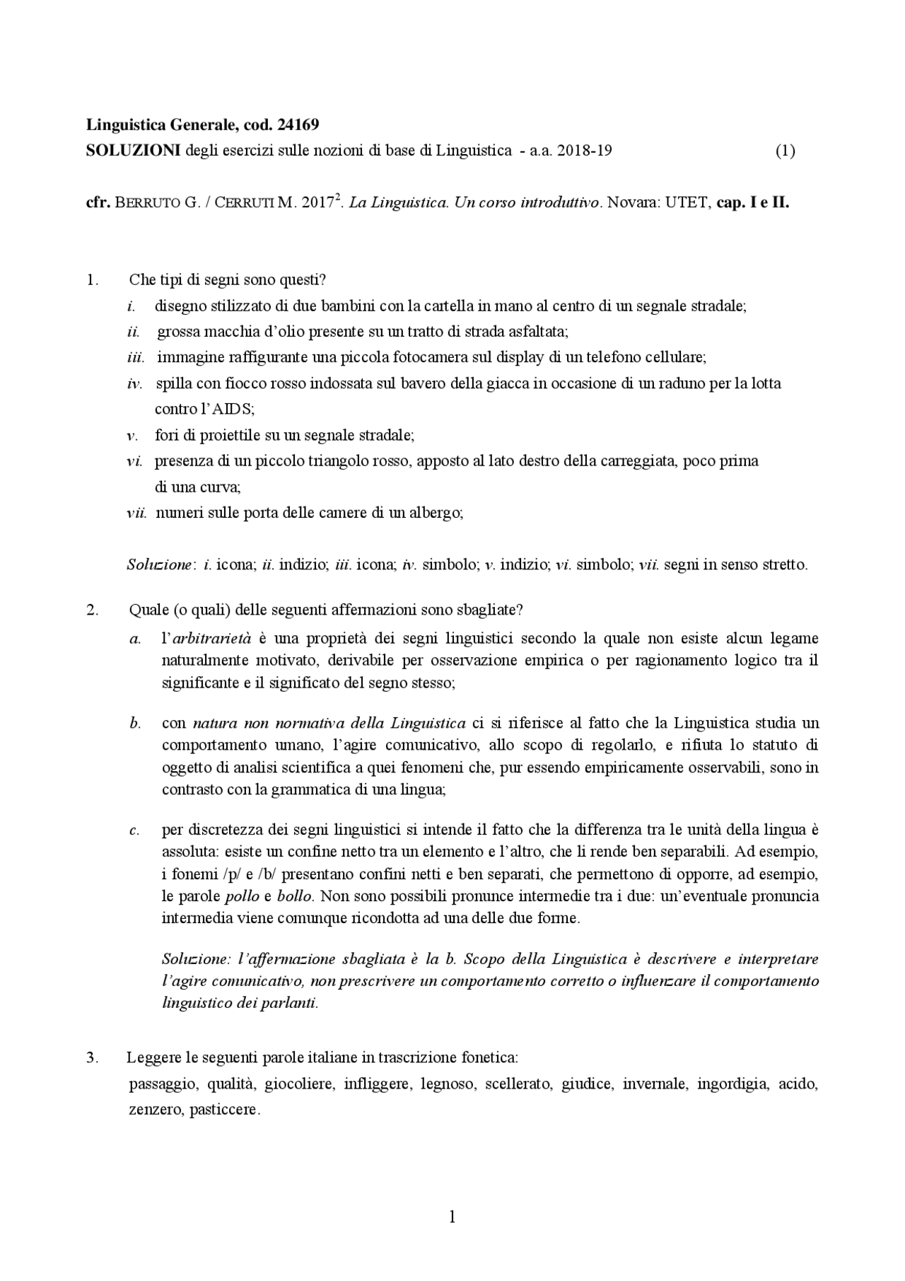 Esercizi Linguistica Generale Docsity