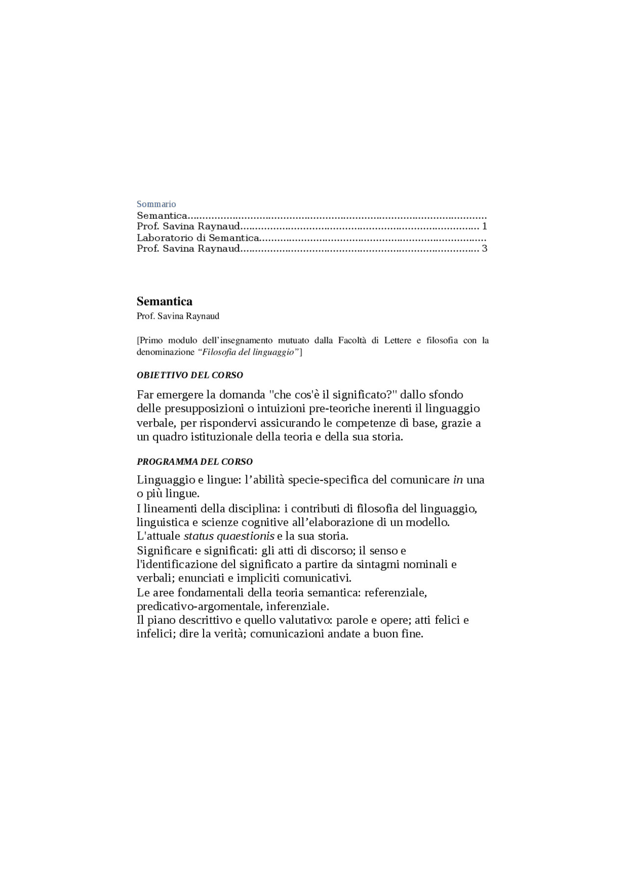 Semantica Programma Docsity