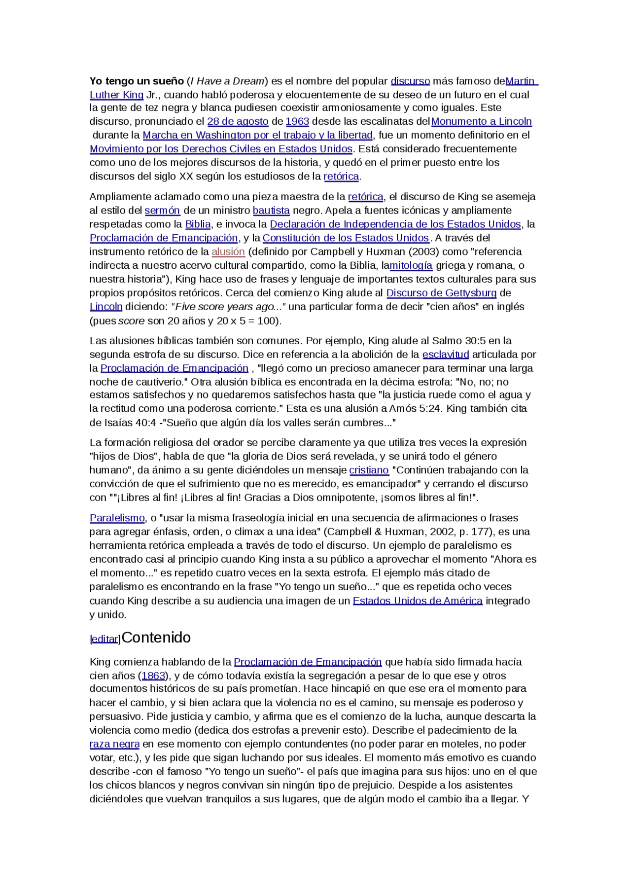 Appunti Sul Discorso I Have A Dream Docsity