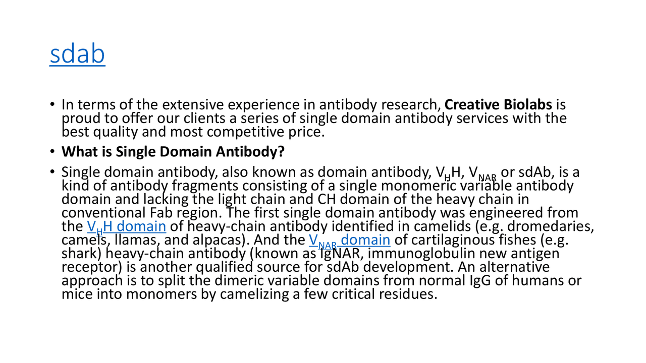 Sdab from Creative Biolabs - Docsity
