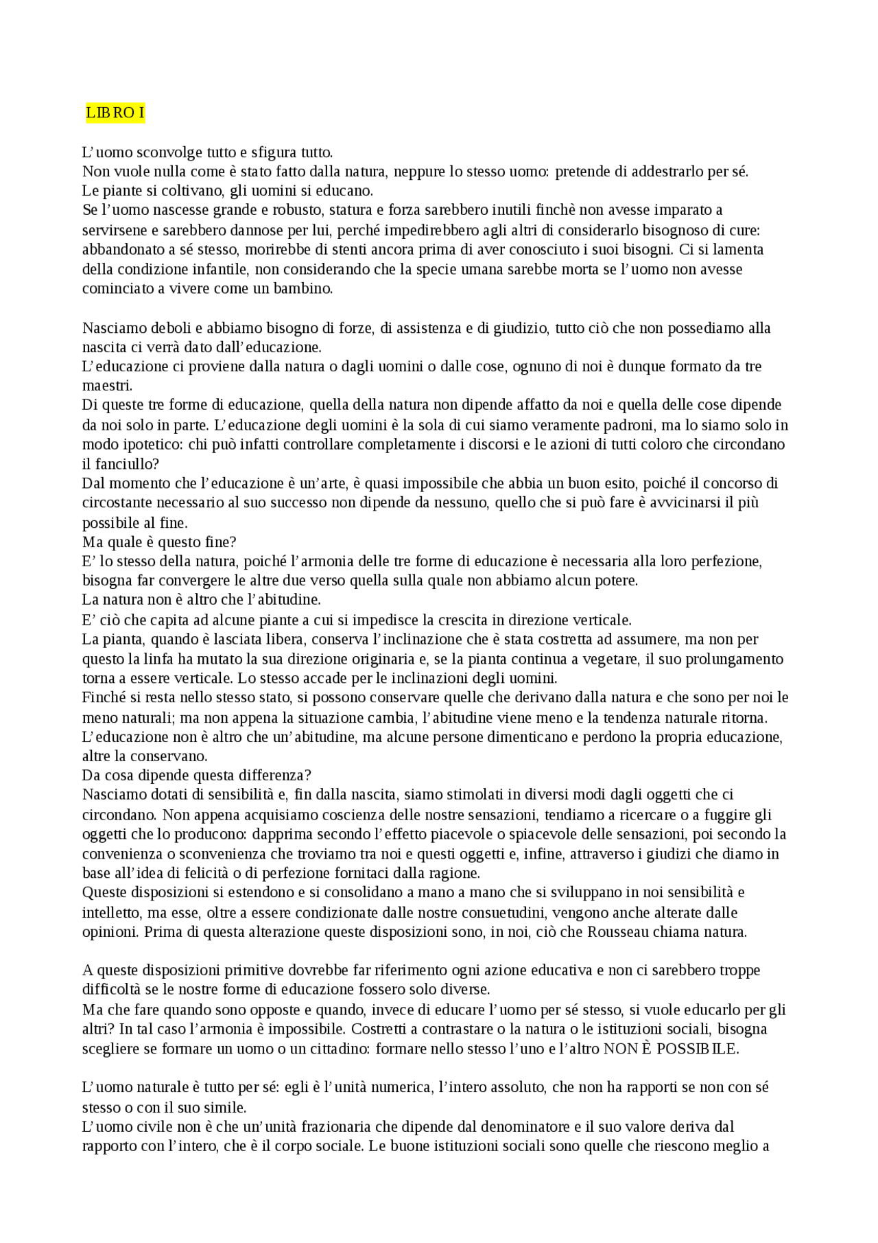 Emilio Jj Rousseau Docsity