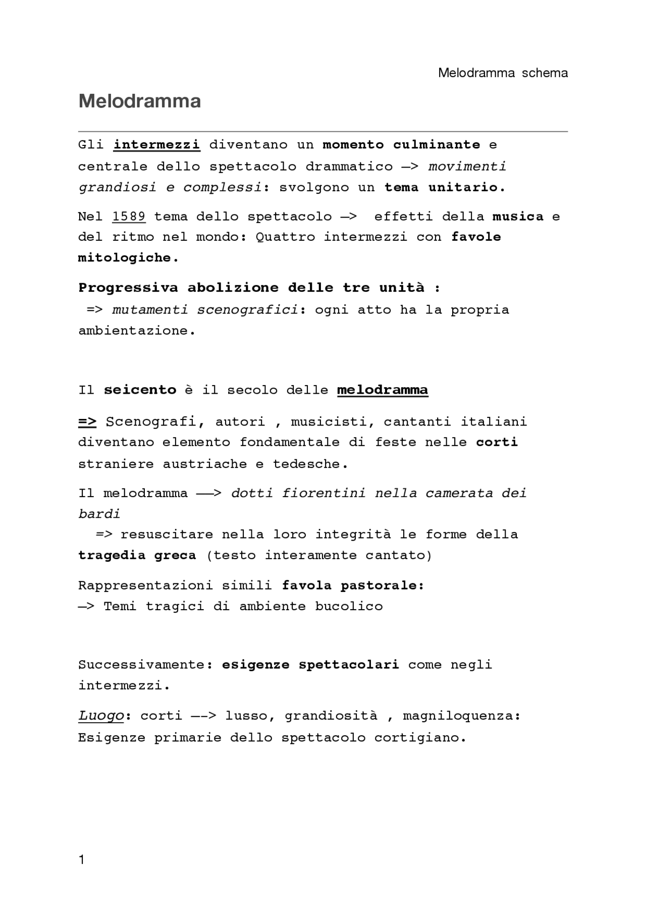 Storia del teatro - Melodramma - Docsity