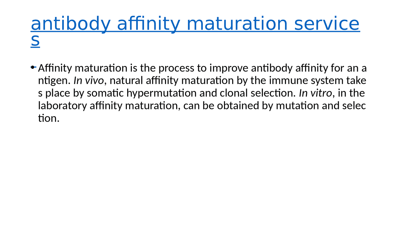 Antibody affinity maturation services - Docsity