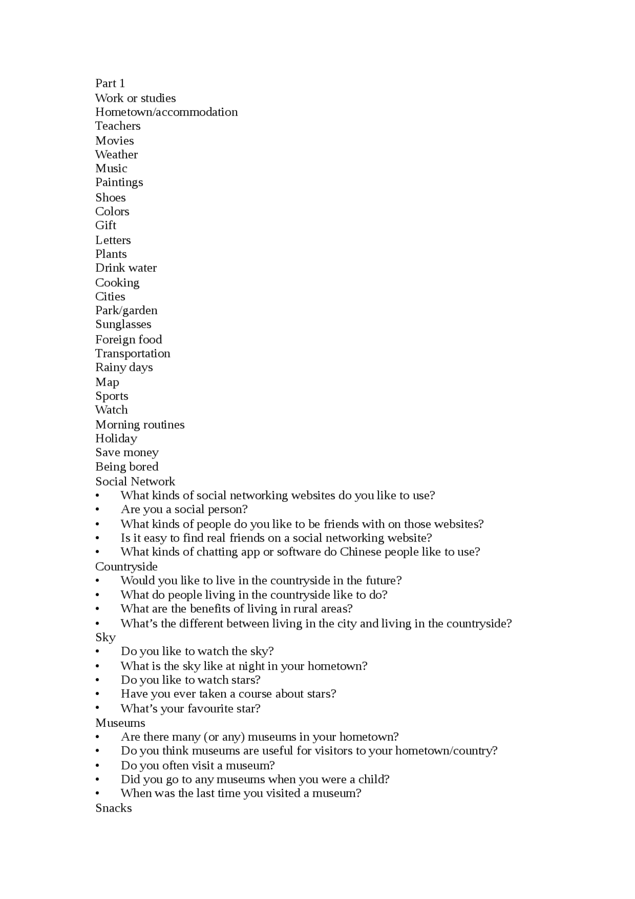 Oral test for English - Docsity