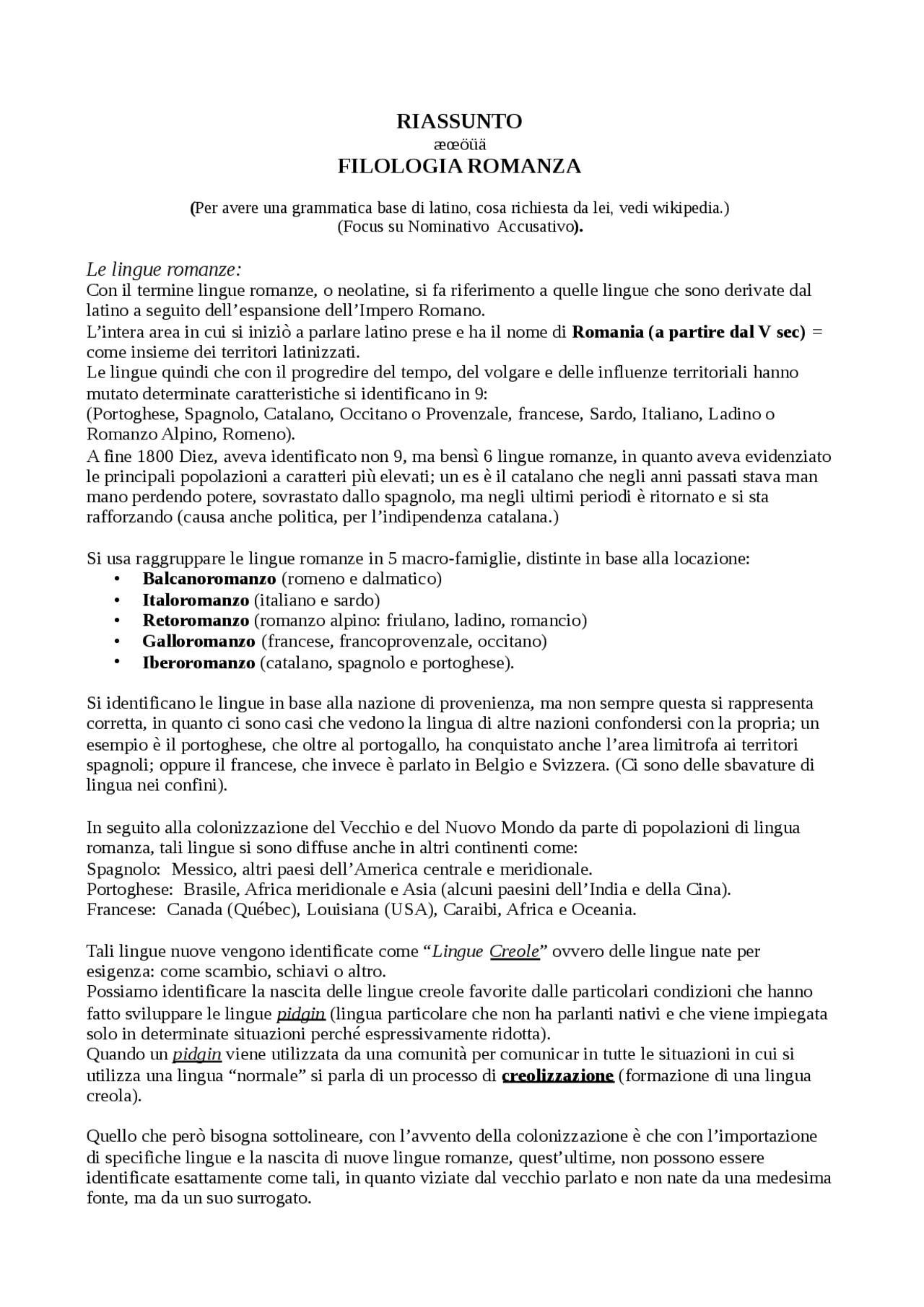 Filologia Romanza R Manetti Sbobinature Di Filologia Romanza Docsity