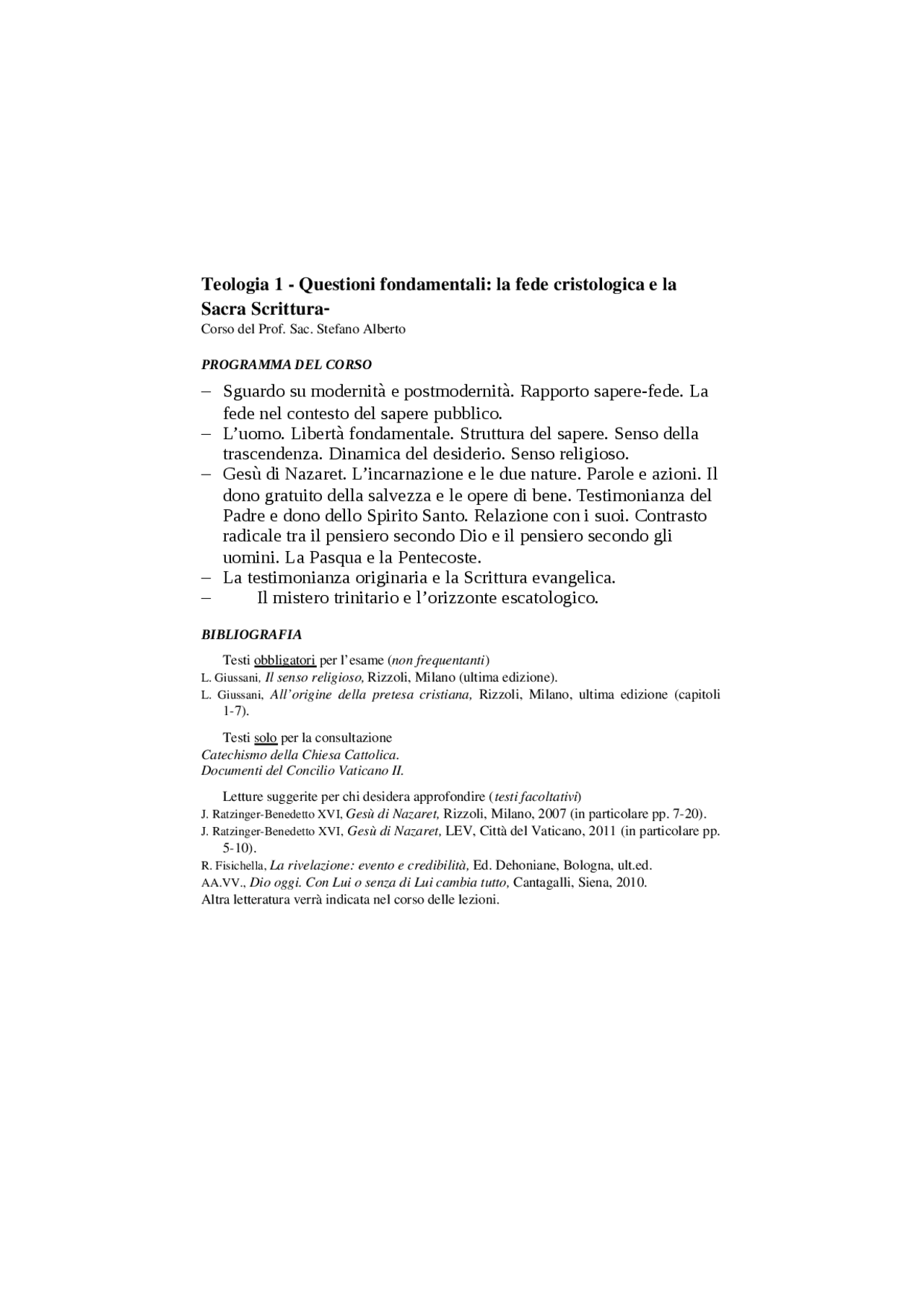 Stefano Alberto Programma Docsity