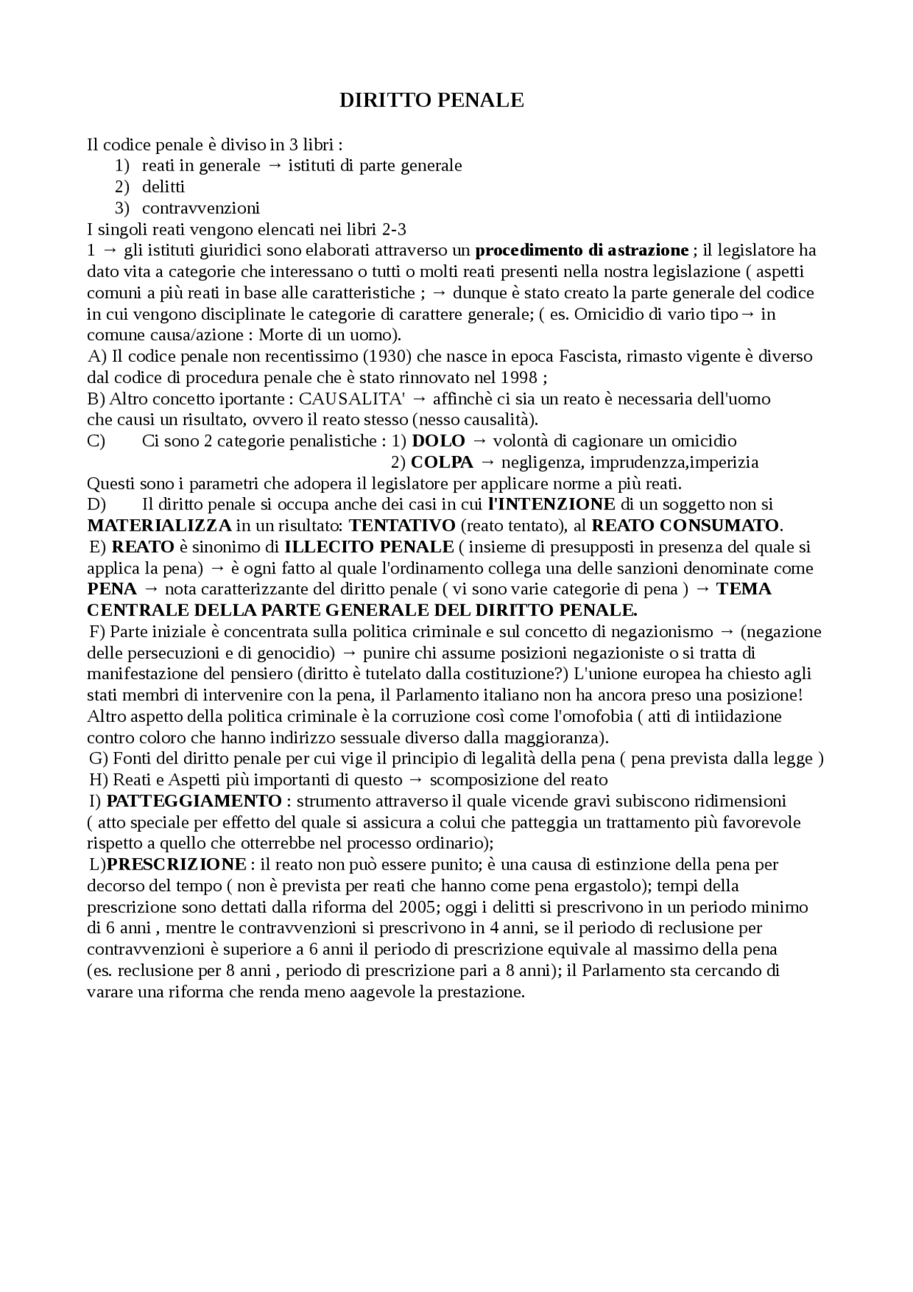 Materia : diritto penale - Docsity