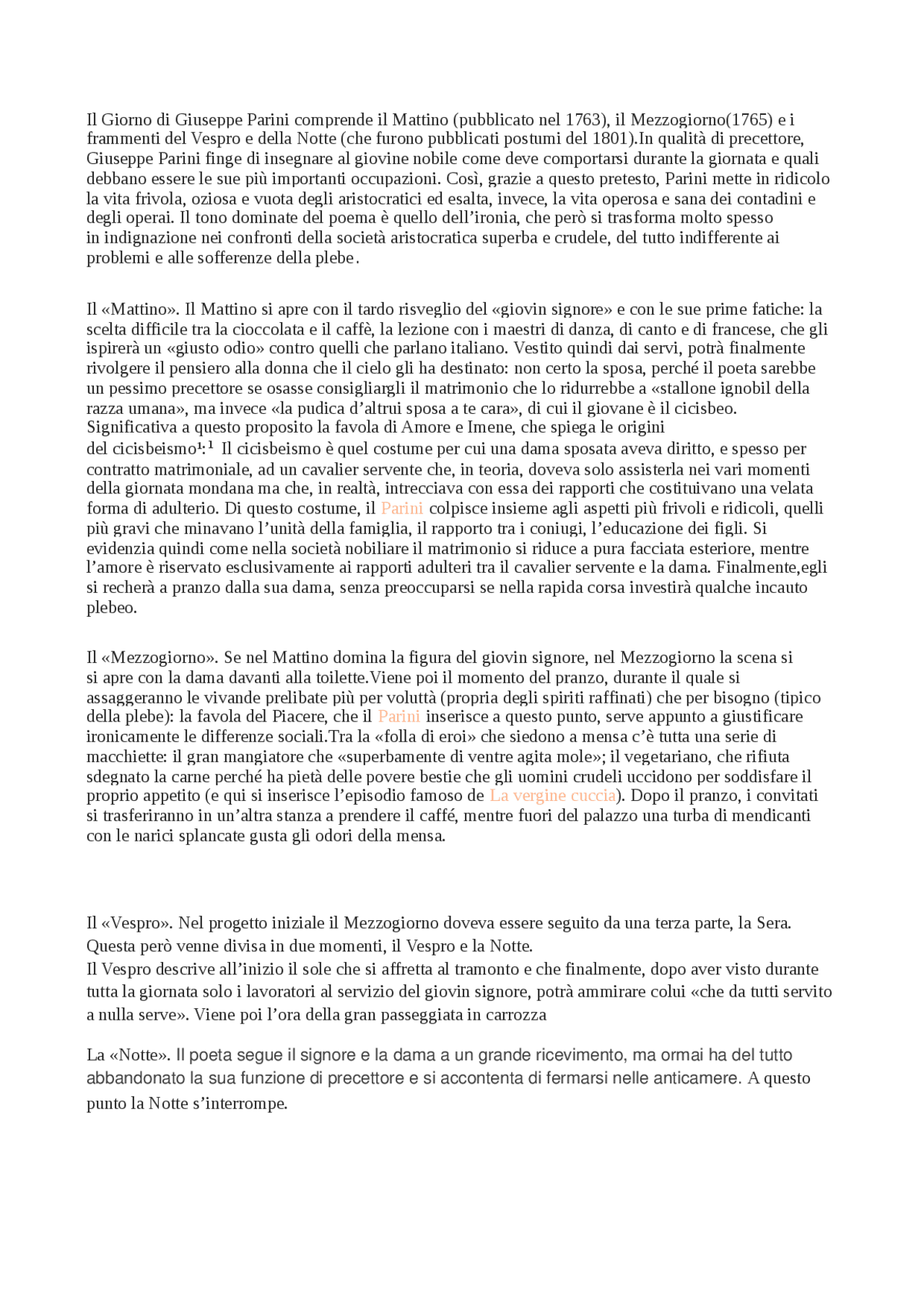 Il Giorno Di Giovanni Parini Docsity