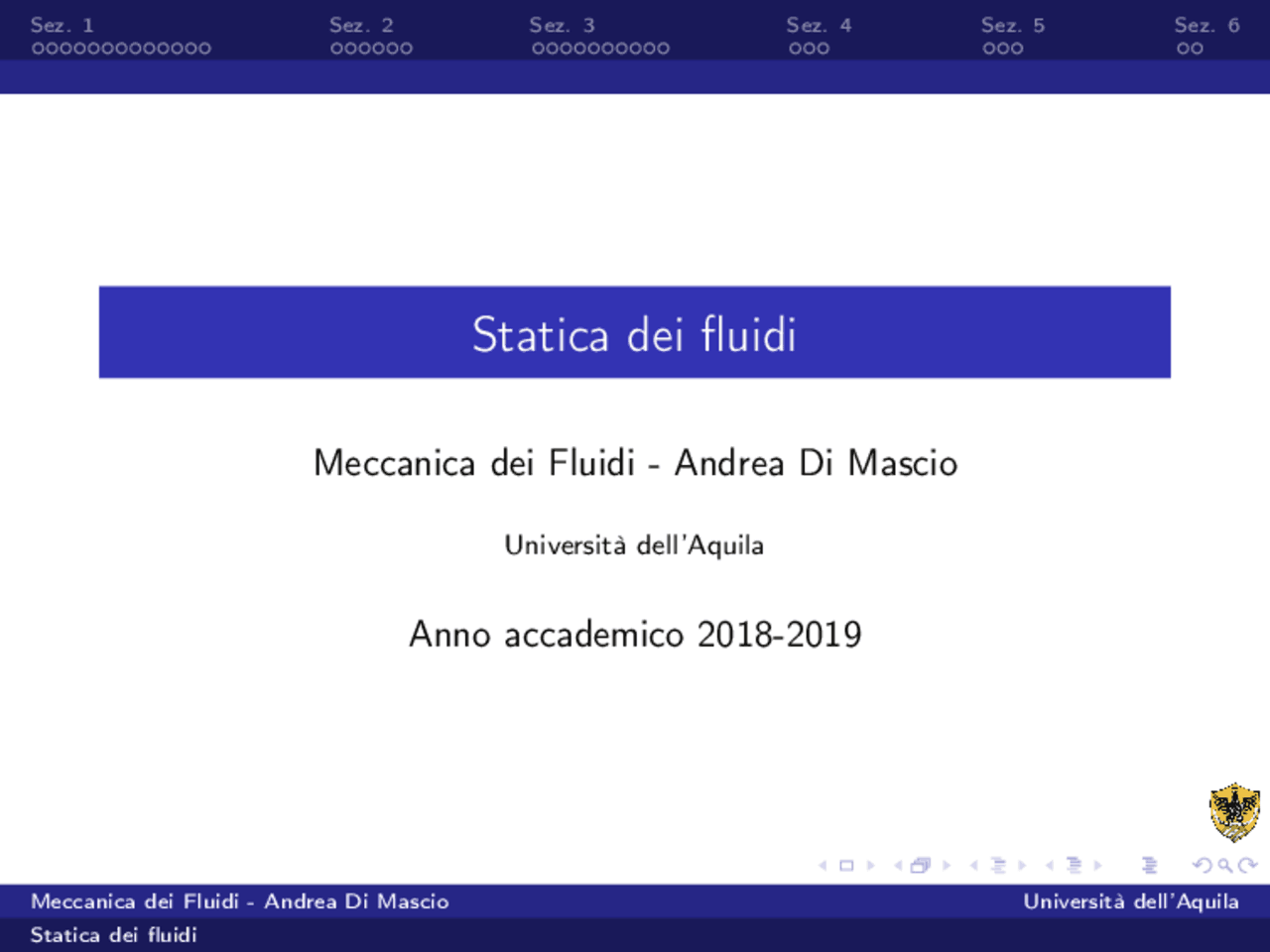Slides sulla statica dei fluidi - Docsity