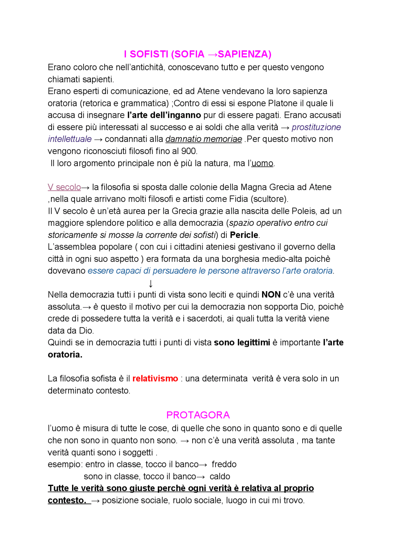 Riassunto I Sofisti Appunti Di Filosofia Docsity