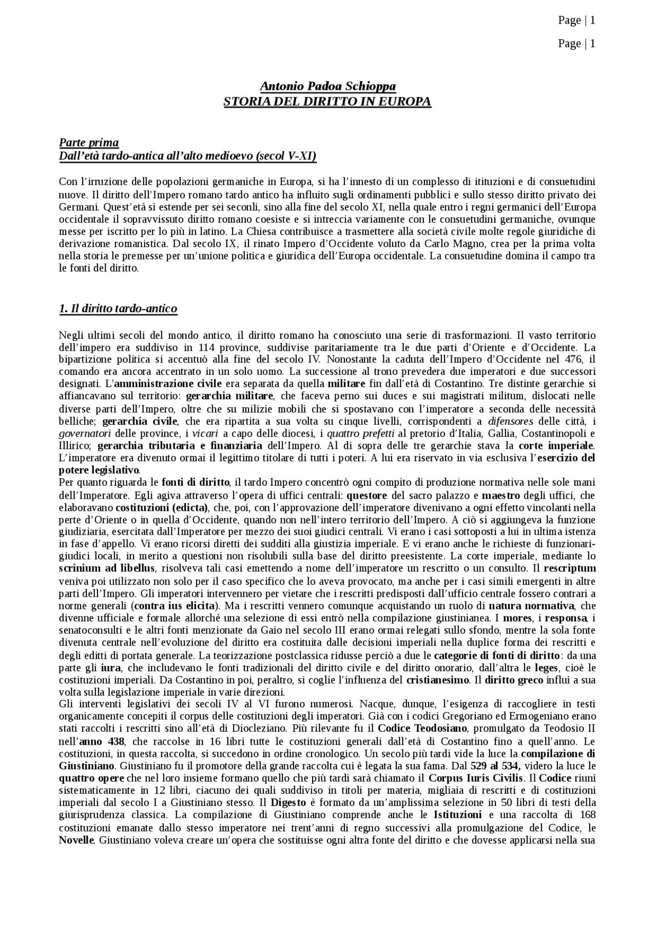 Riassunto Padoa Schioppa Docsity