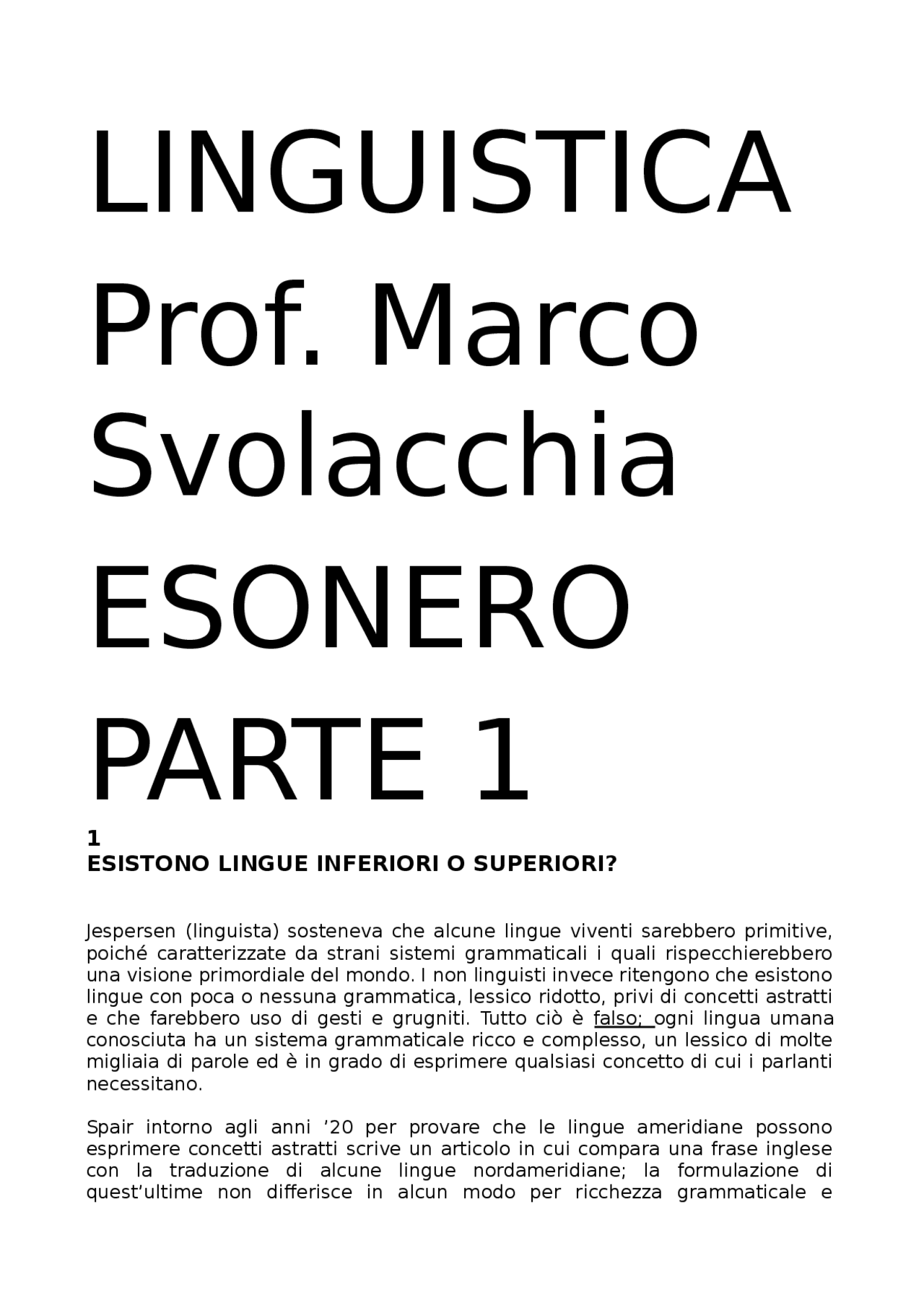 Linguistica Generale Svolacchia Docsity