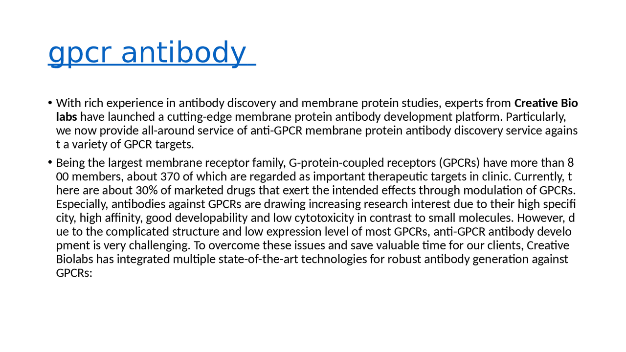 Gpcr antibody from Creative Biolabs - Docsity