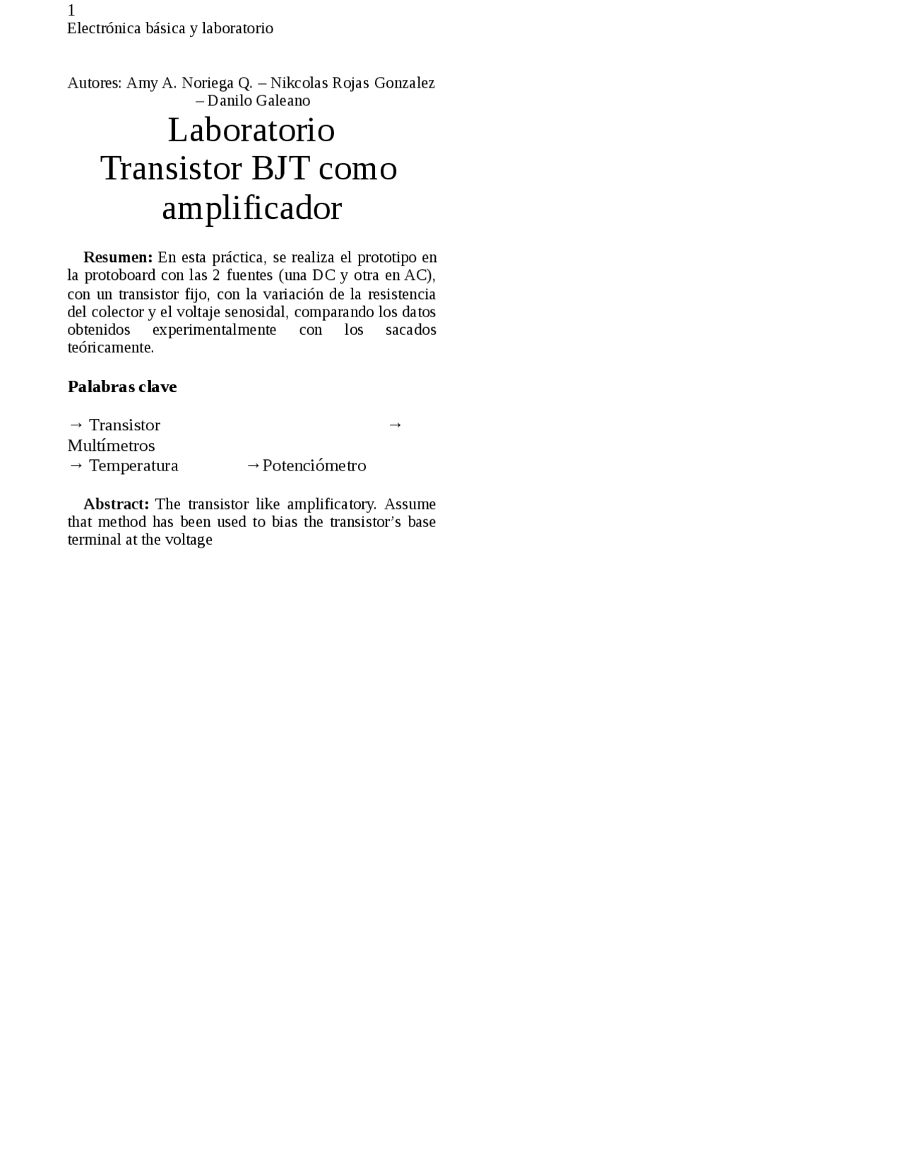 Laboratiorio Transistores Docsity