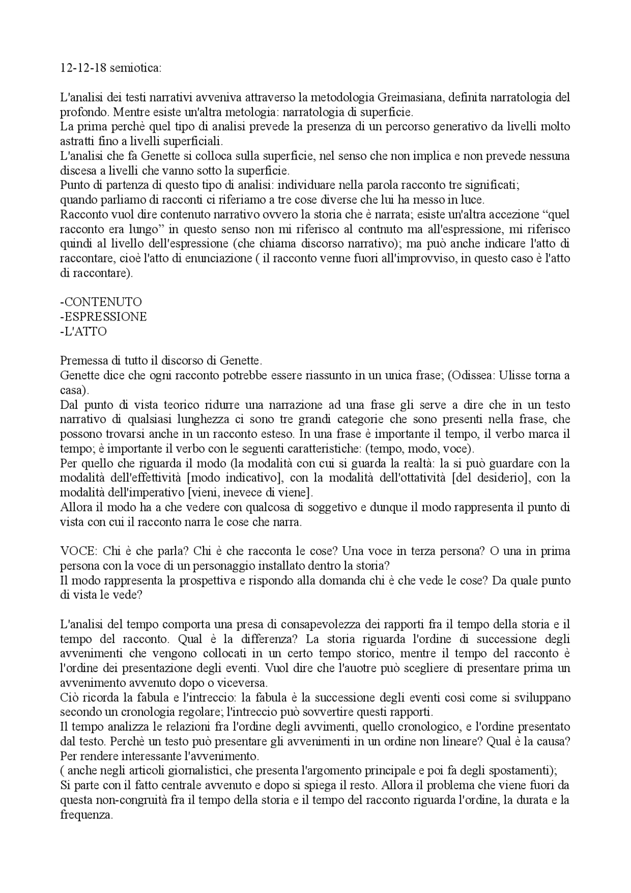 Gerard Genette - Narratologia e pensiero - Docsity