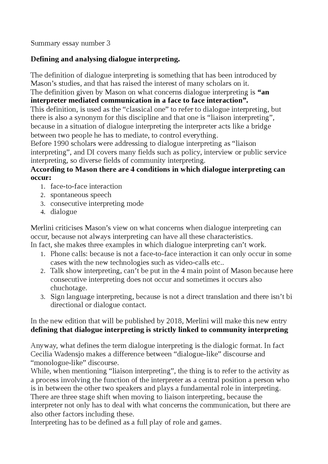 Definition and analysis of Dialogue Interpreting | Study notes ...