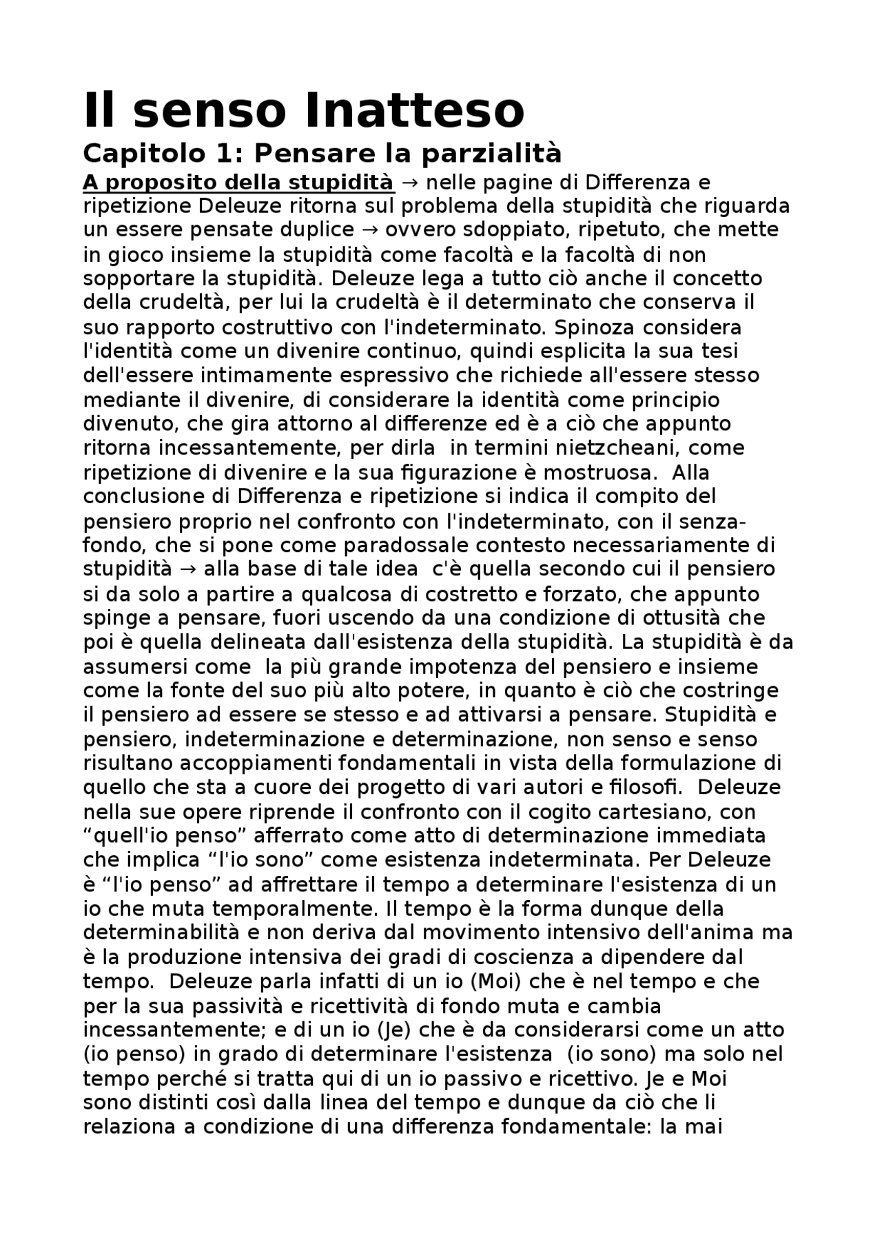 Il Senso Inatteso Riassunto Docsity