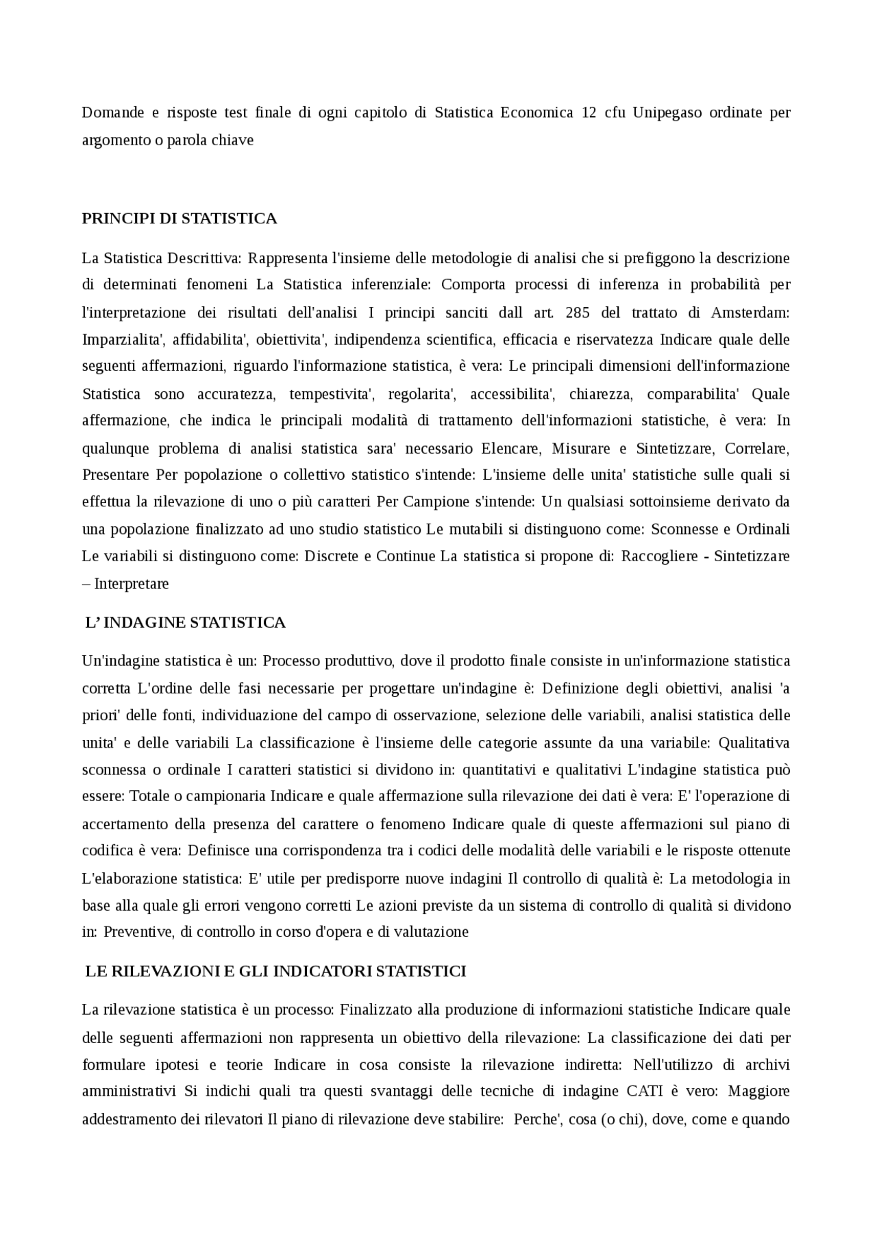 Statistica Economica Docsity