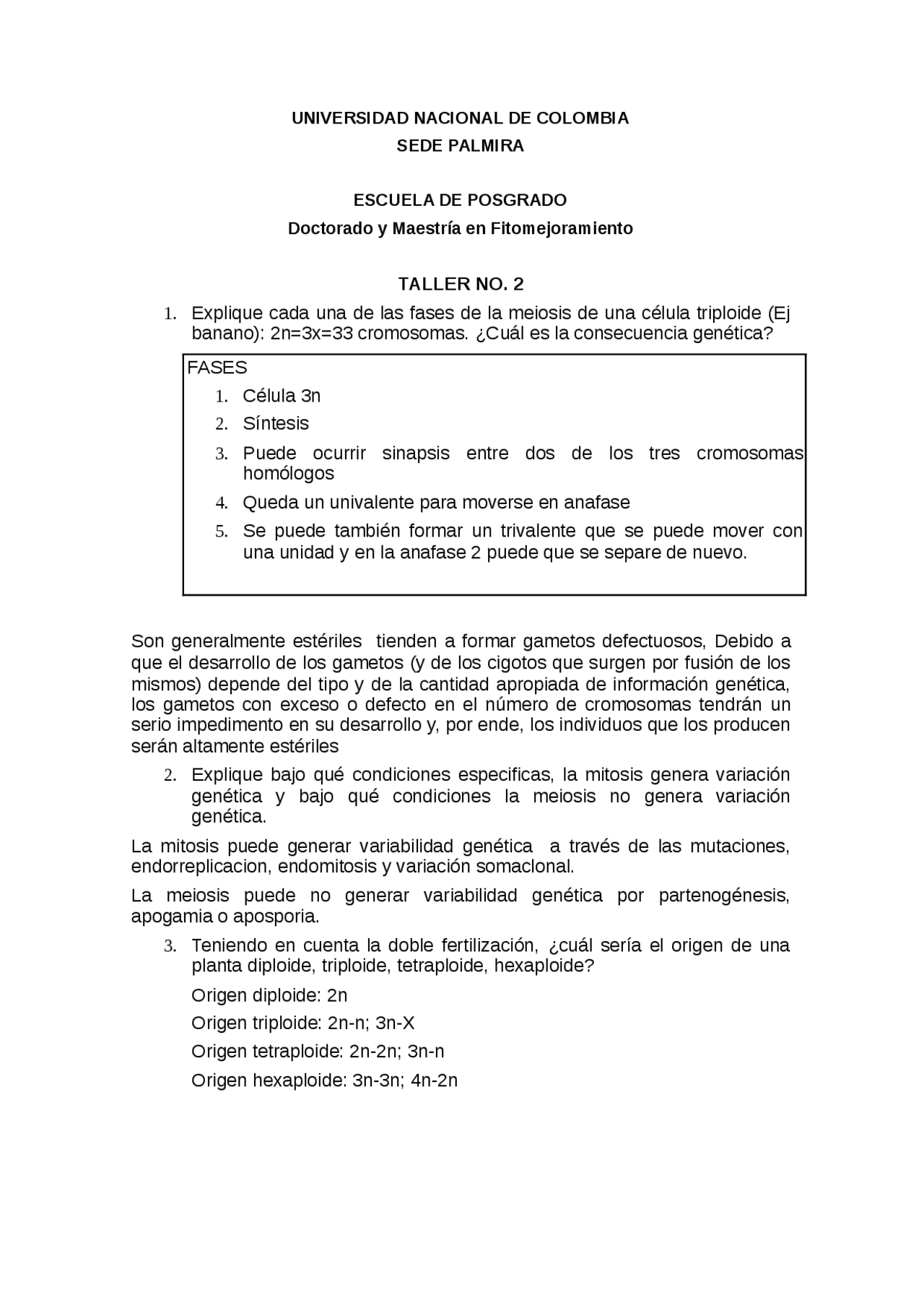 Guía de cruces genéticos para bachillerato - Docsity