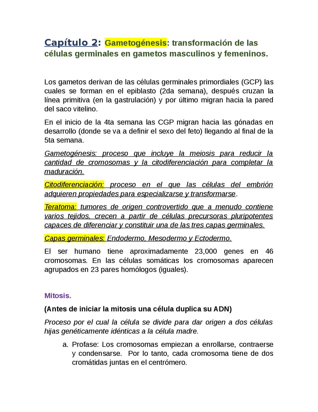 Embriologia Primer Parcial Capitulos 2 9 Langman Docsity