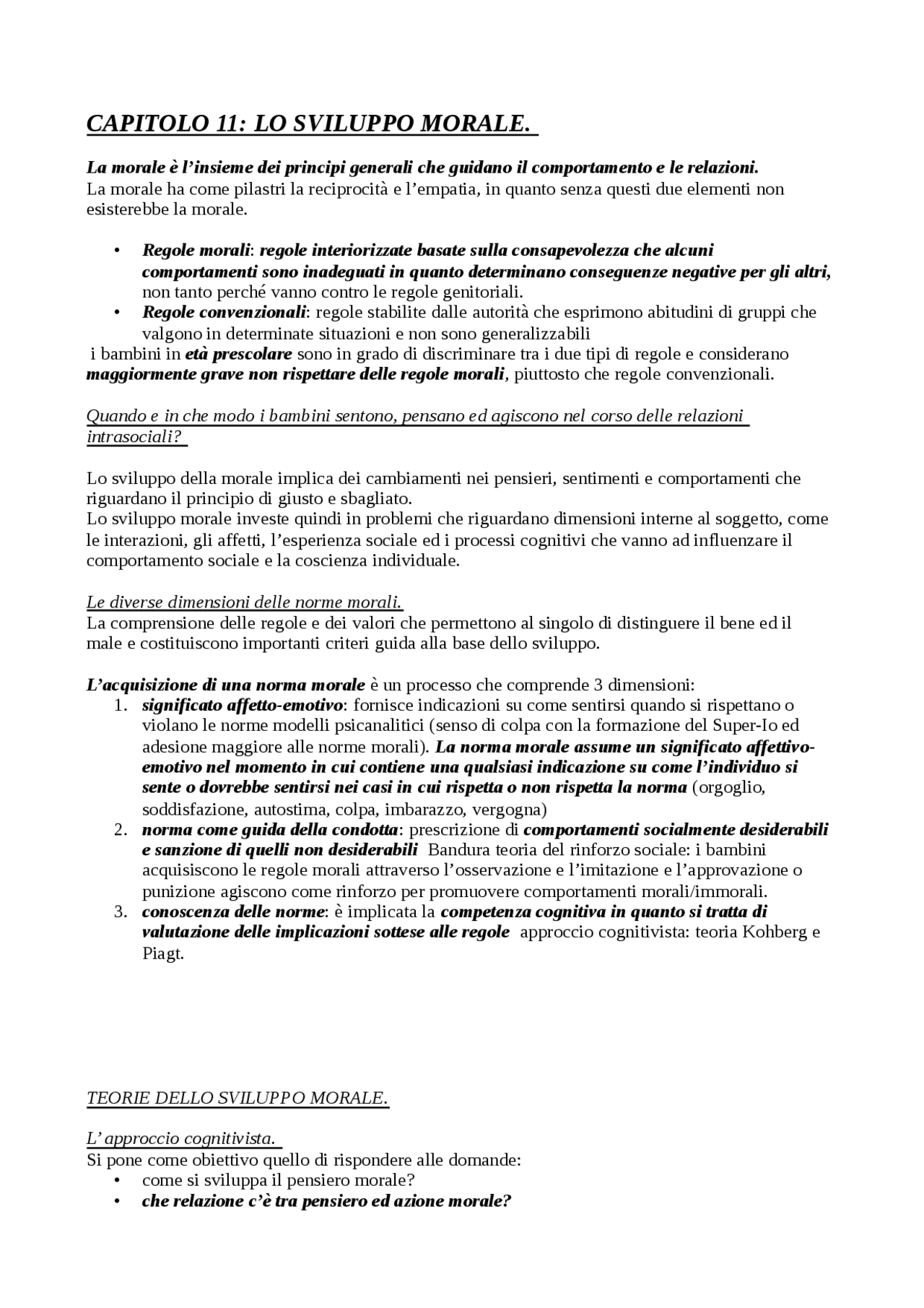 Psicologia Dello Sviluppo Sviluppo Morale Docsity