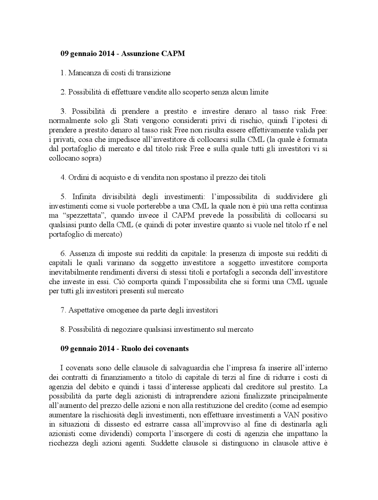Domande E Risposte Per Lesame Di Finanza Aziendale Asset Pricing E