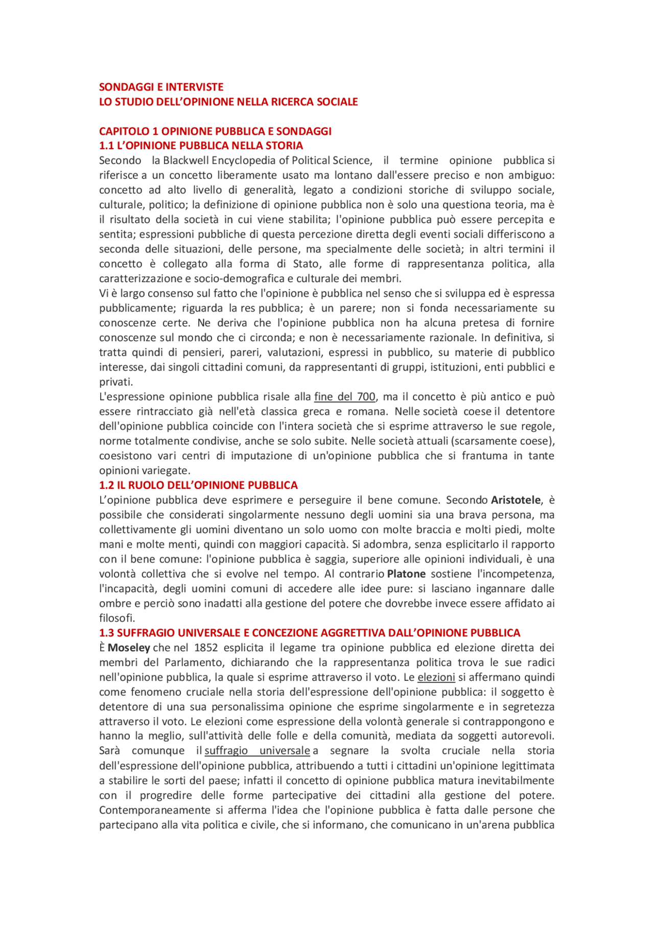 Riassunto Libro Sondaggi E Interviste Docsity