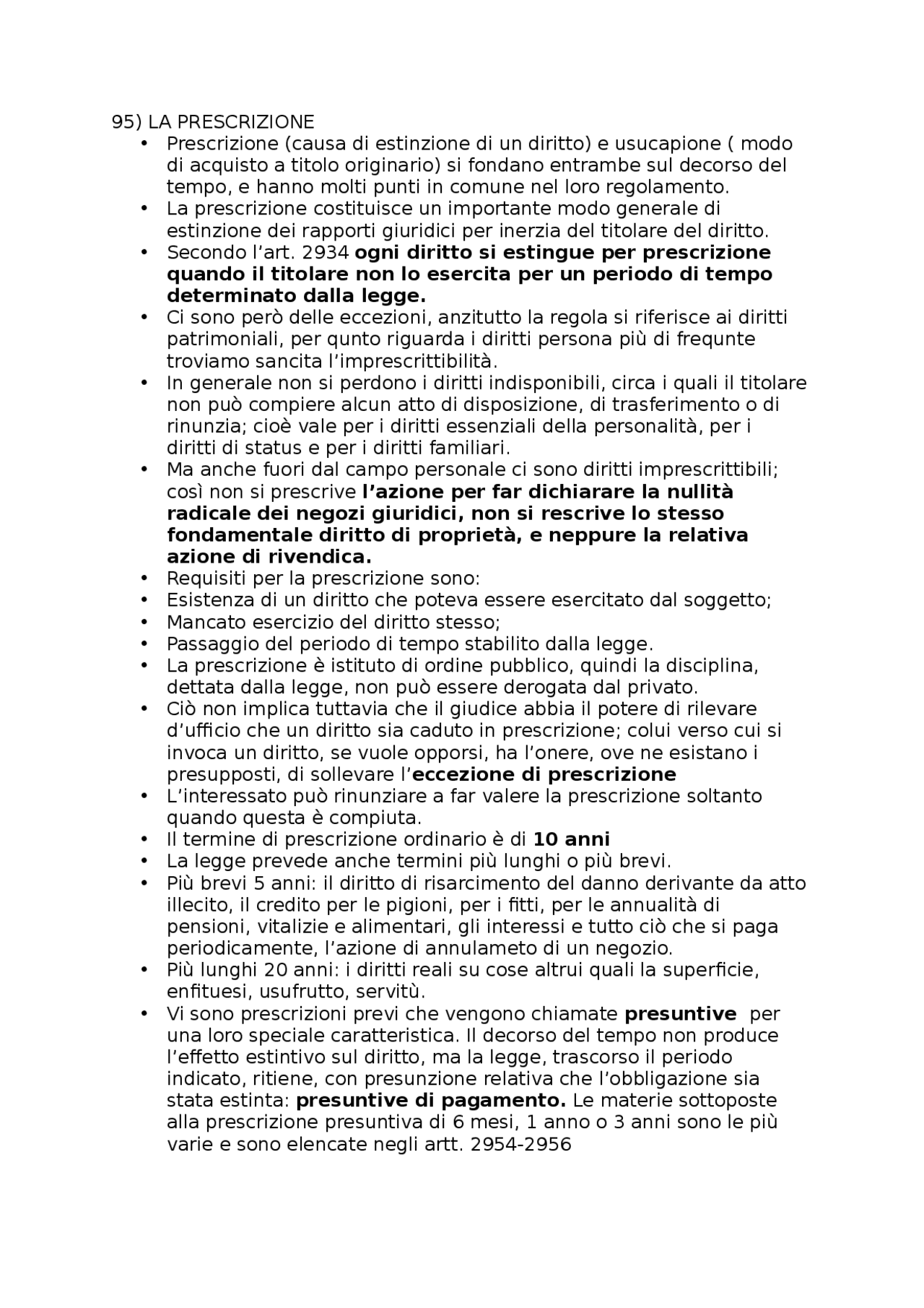 La Prescrizione Diritto Privato Docsity