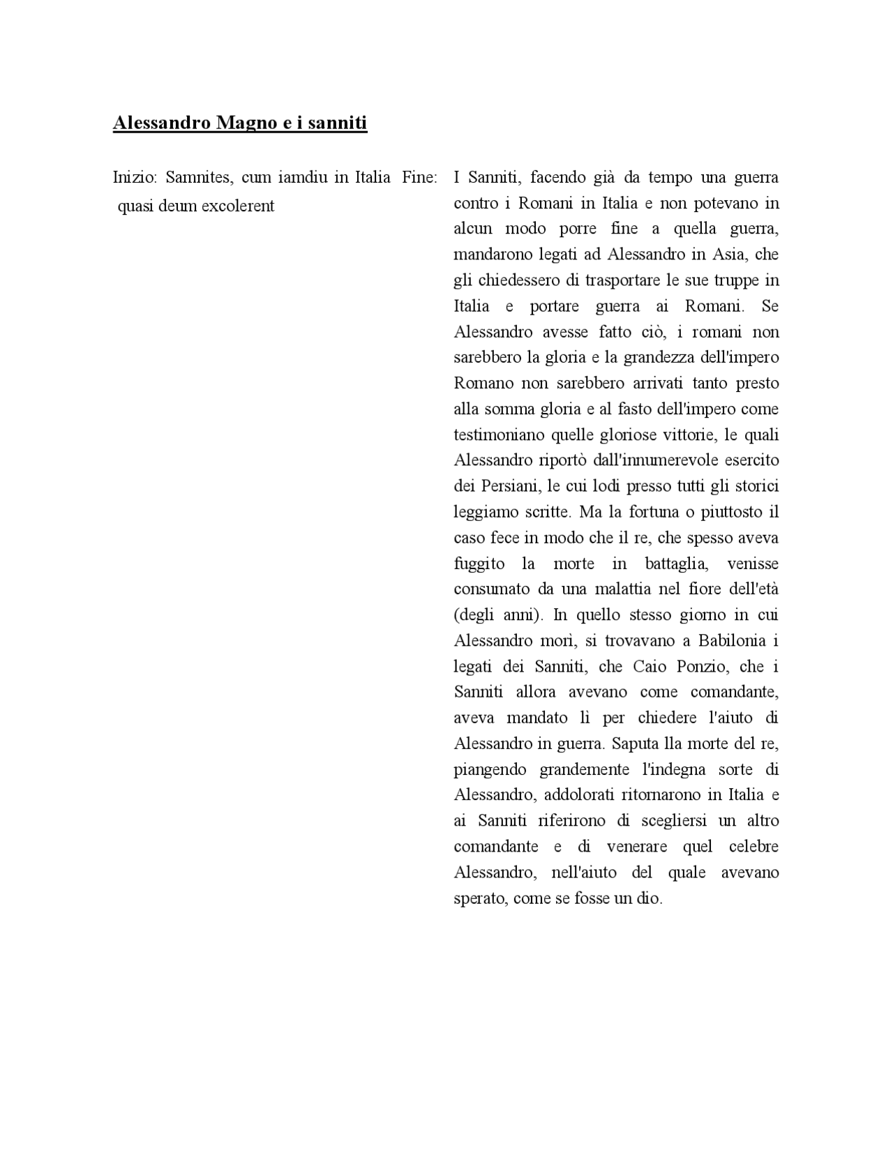 Alessandro Magno E I Sanniti Docsity