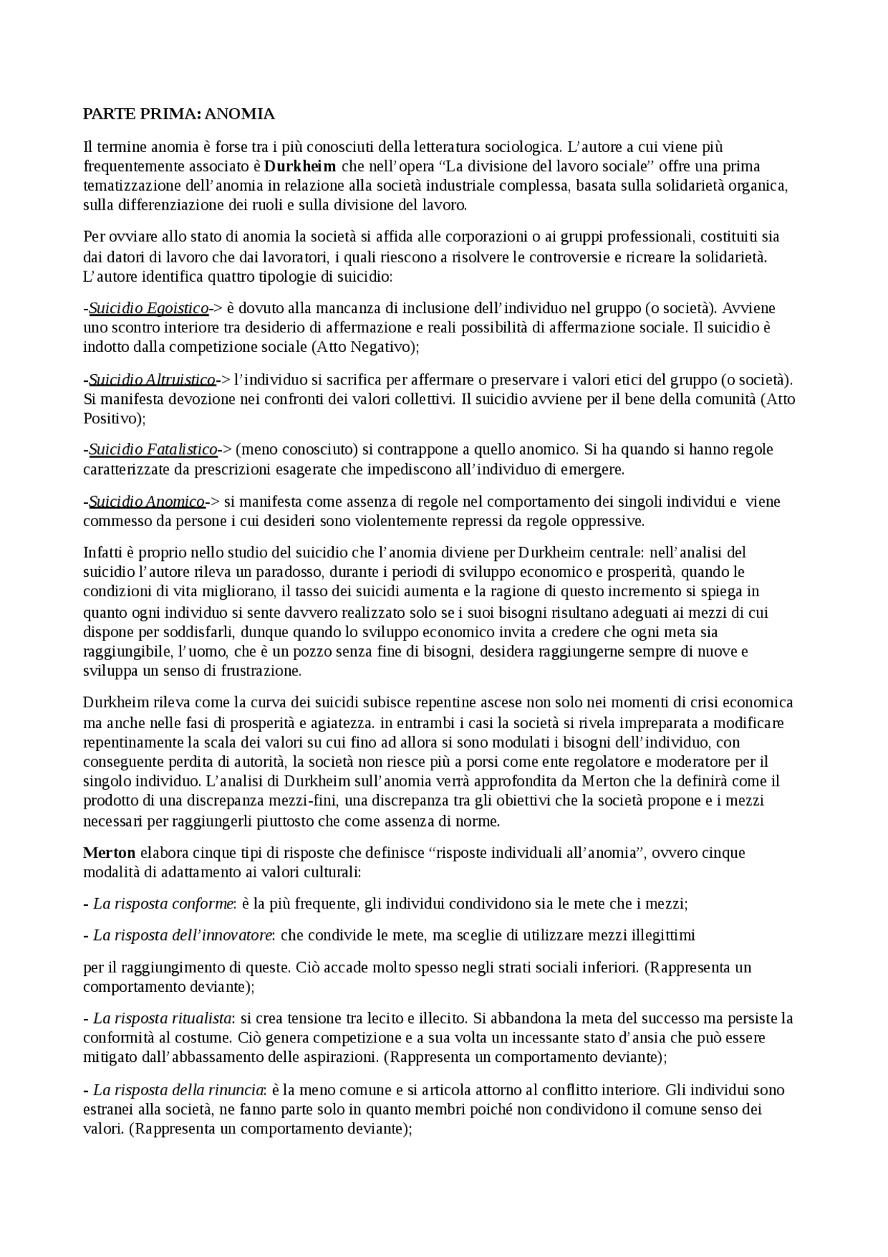 Sociologia Concetti Fondamentali Docsity