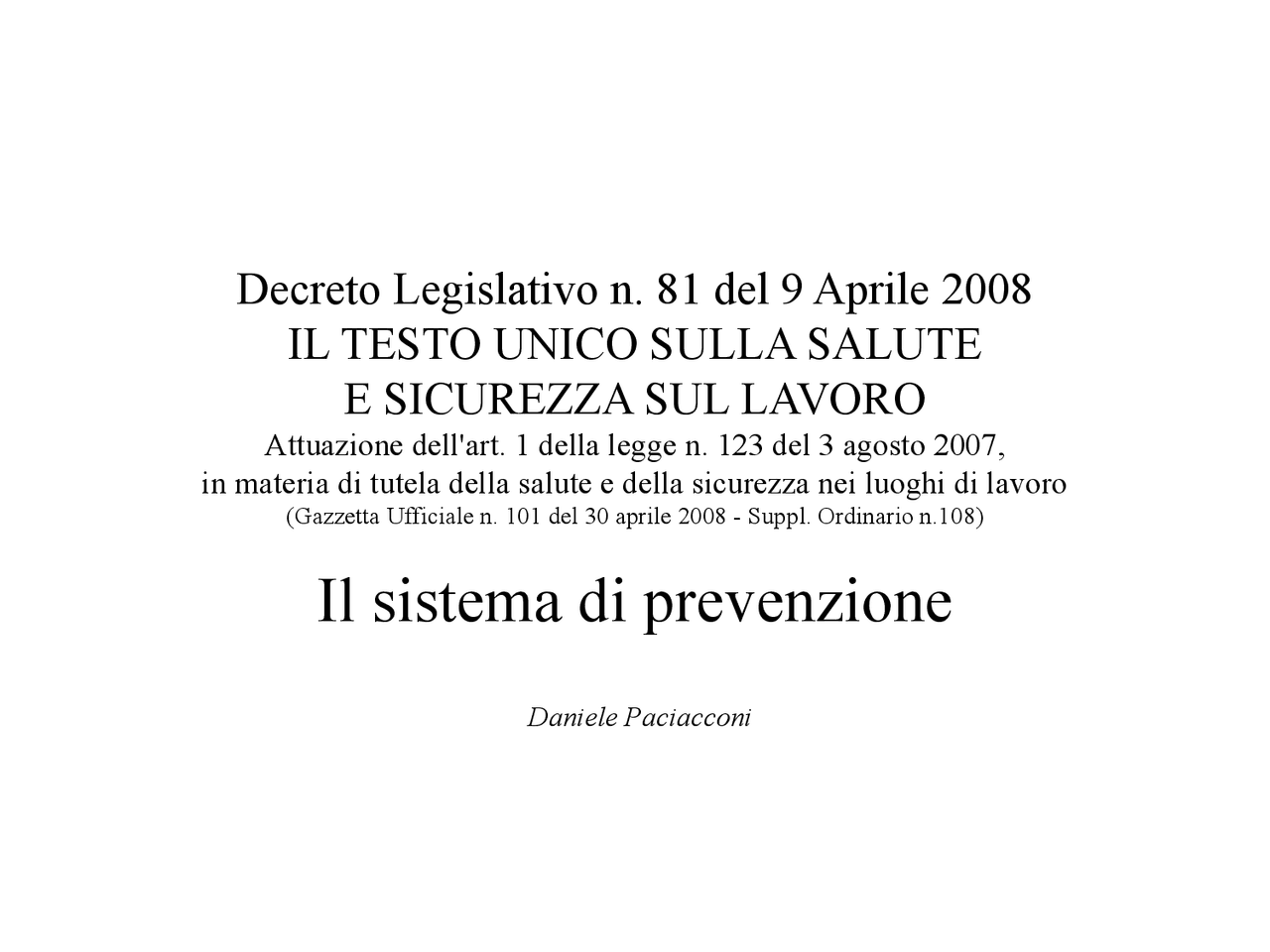 Il Sistema Di Prevenzione Docsity