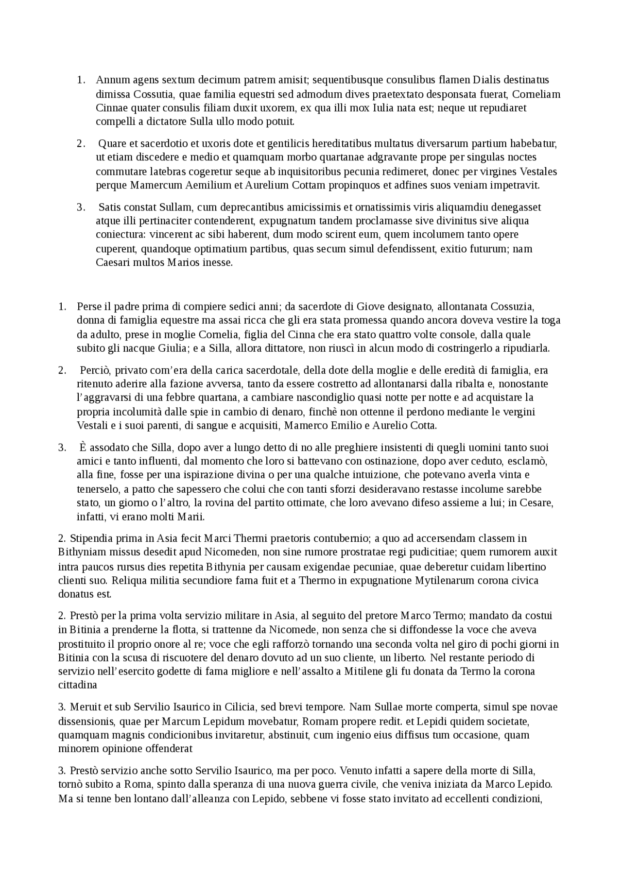 Paragrafi Vita Di Cesare Docsity