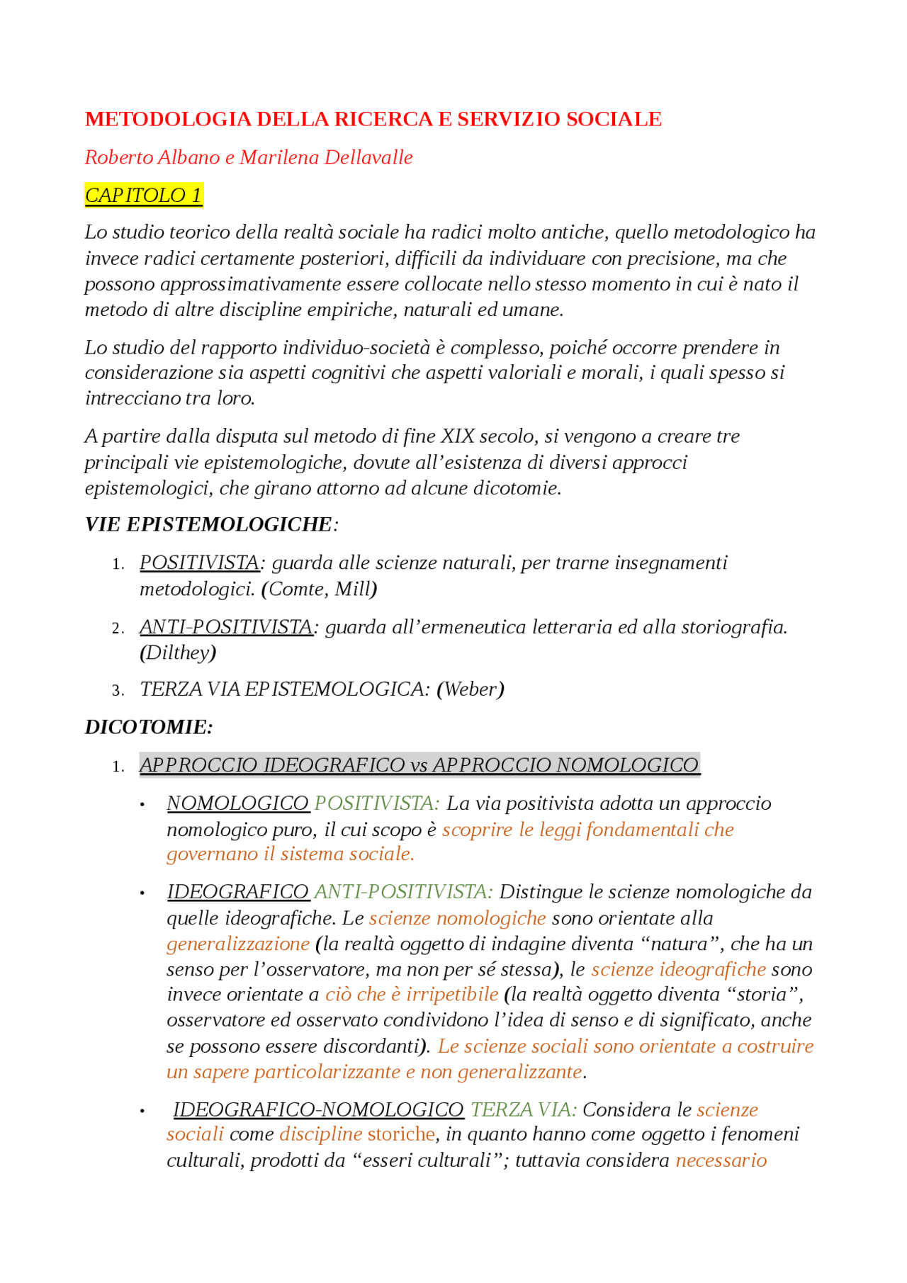 Metodologia Della Ricerca Sociale Docsity
