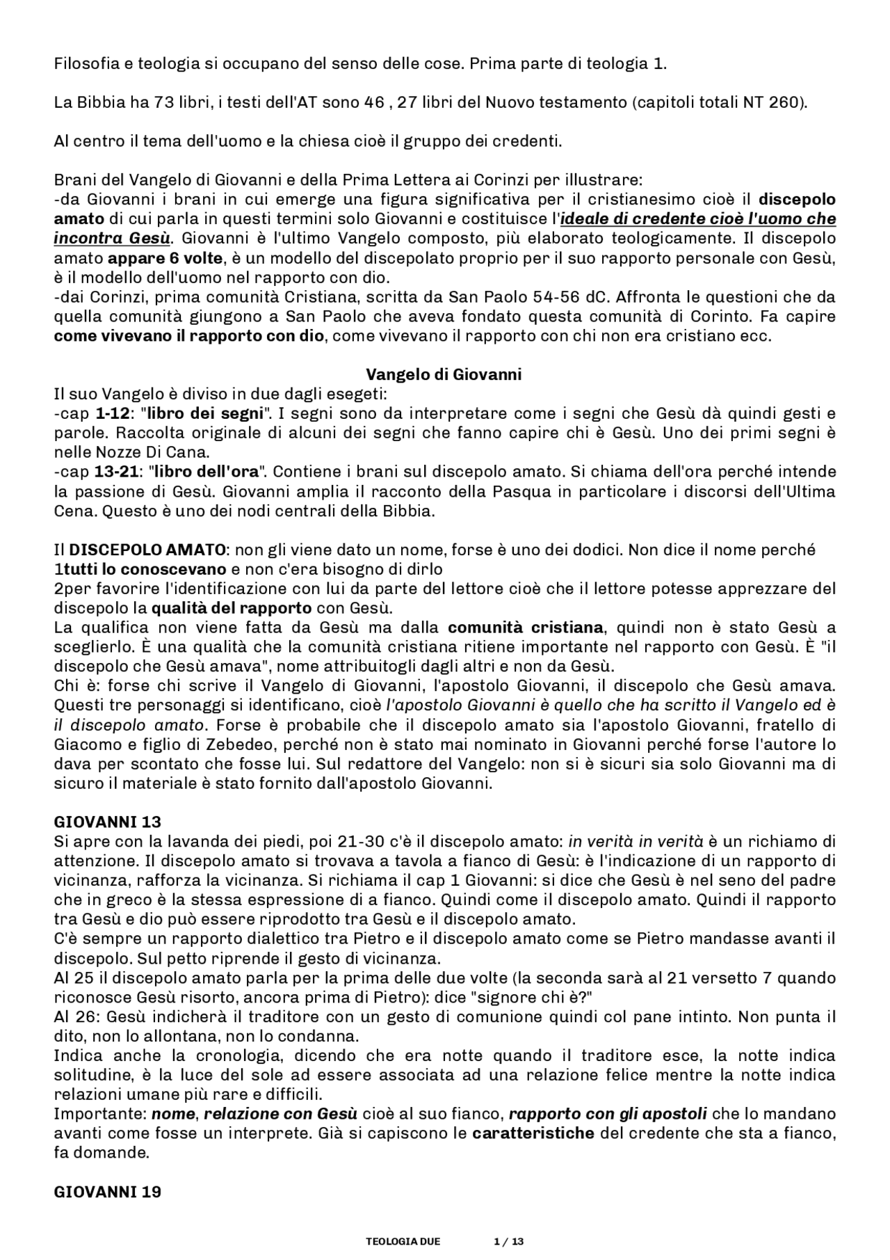 Teologia Due Stercal Docsity