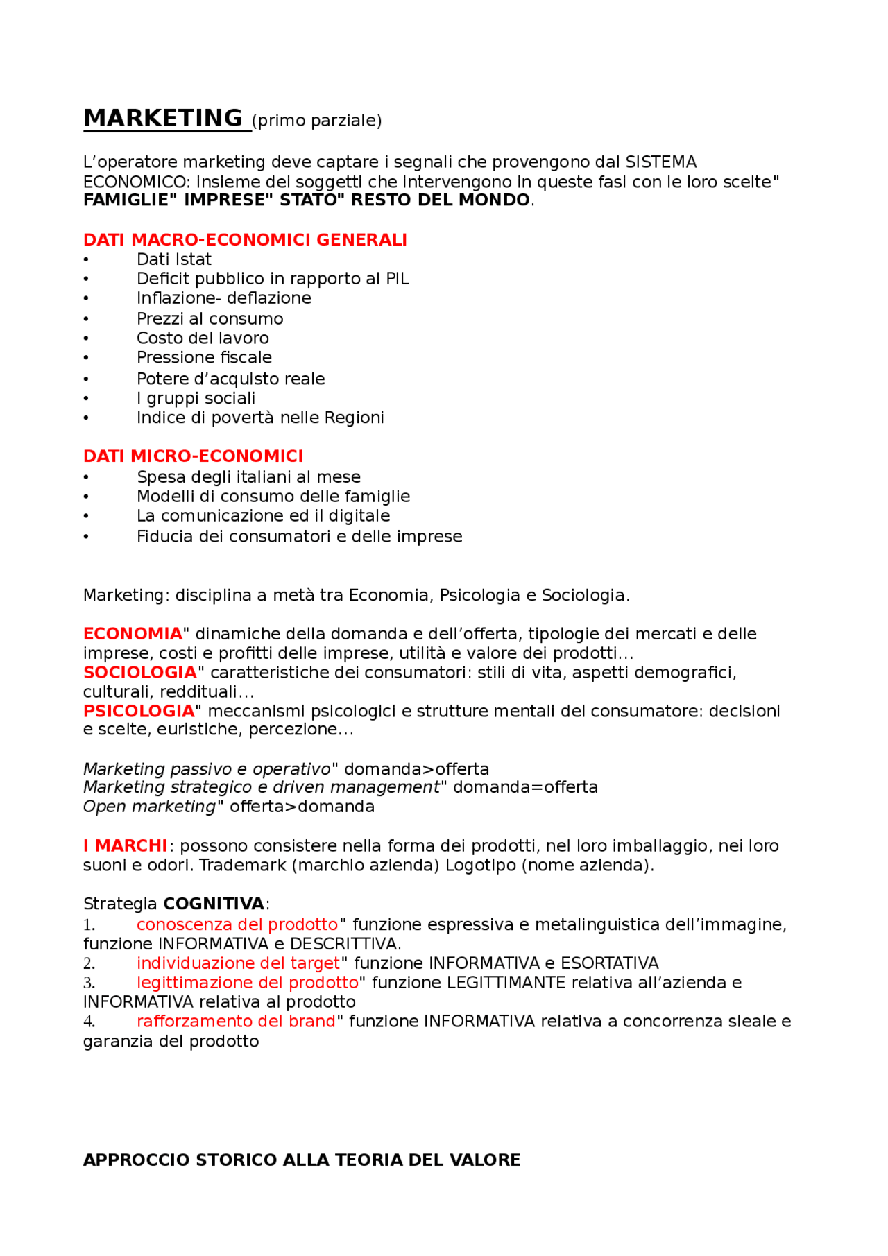Sintesi Marketing Scom Docsity