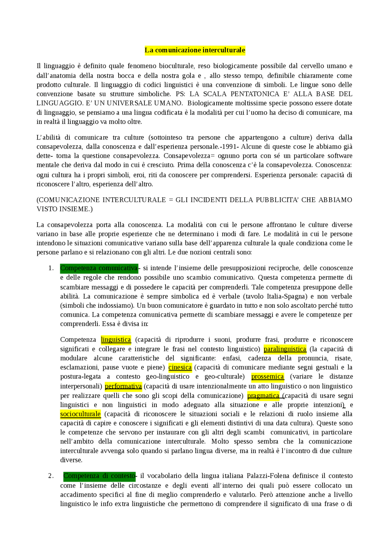 La Comunicazione Interculturale Docsity
