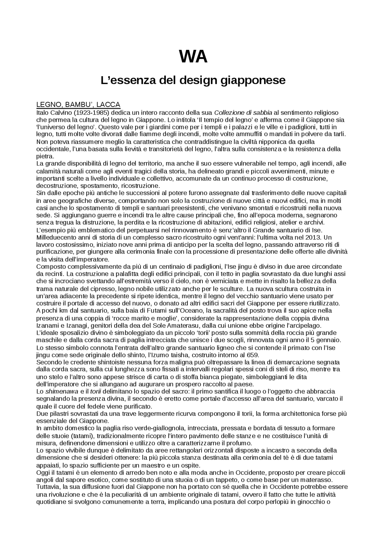 Wa Design Giapponese Docsity