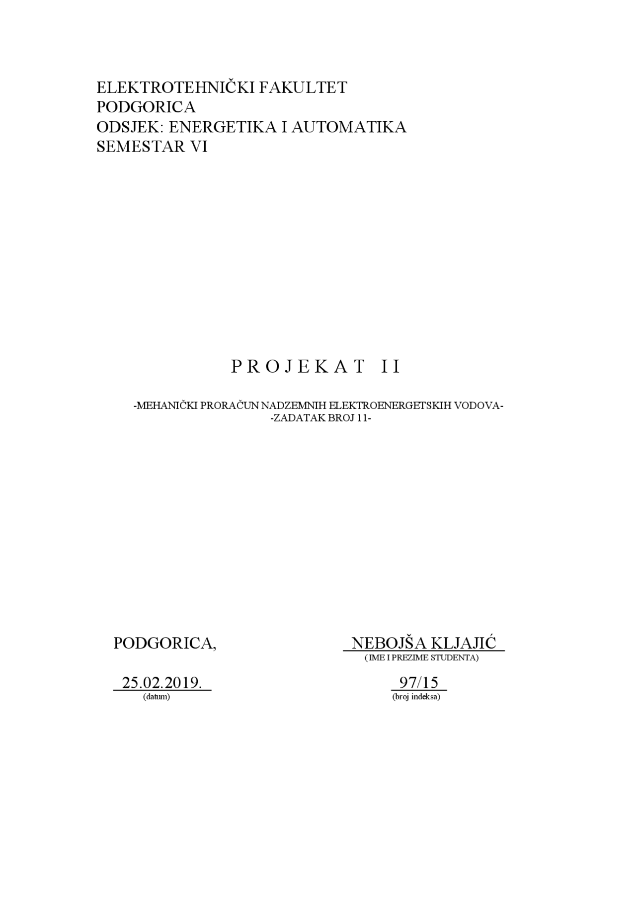 Projekat Elektoenergetskog Voda Vodiči Projekti Istraživanja