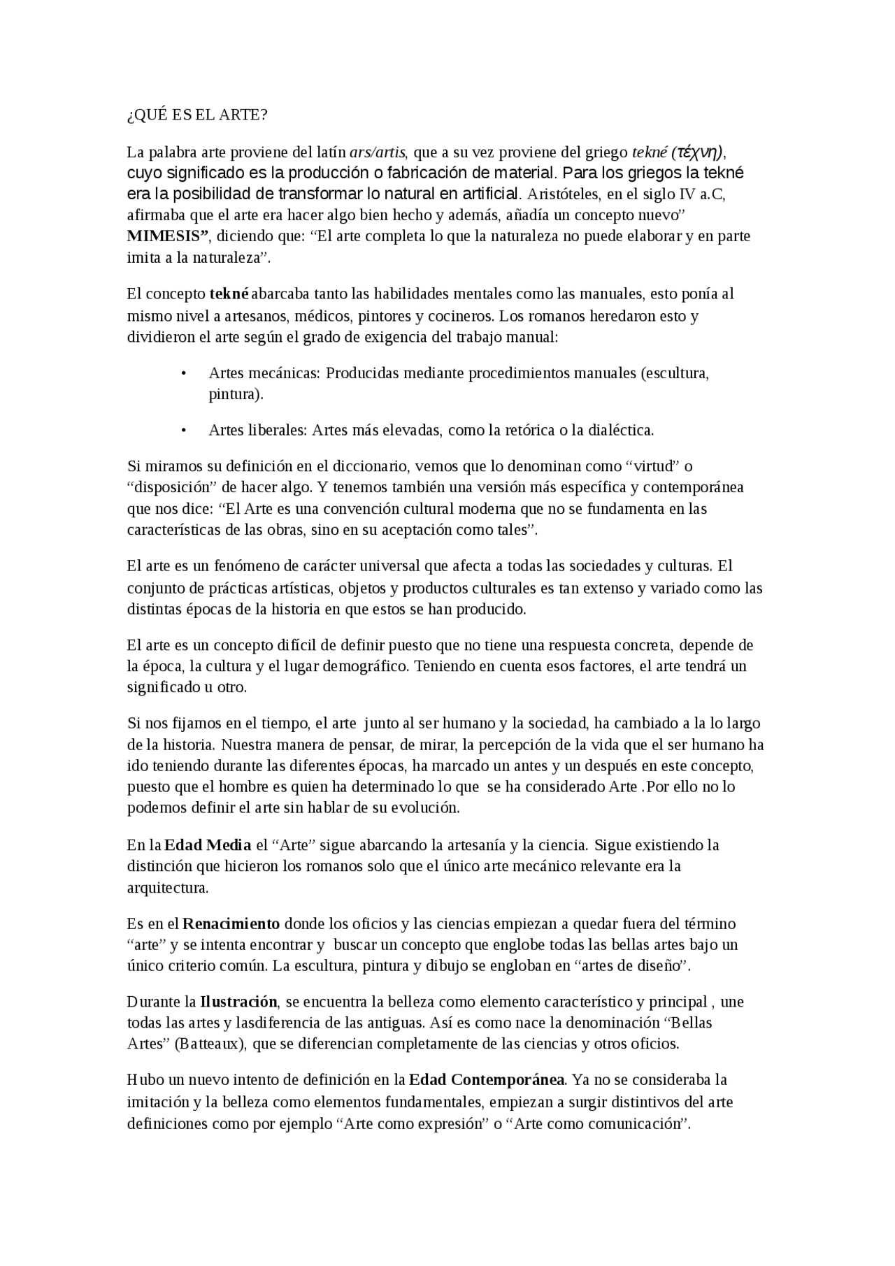 Que es el arte tema 1 y 2 - Docsity