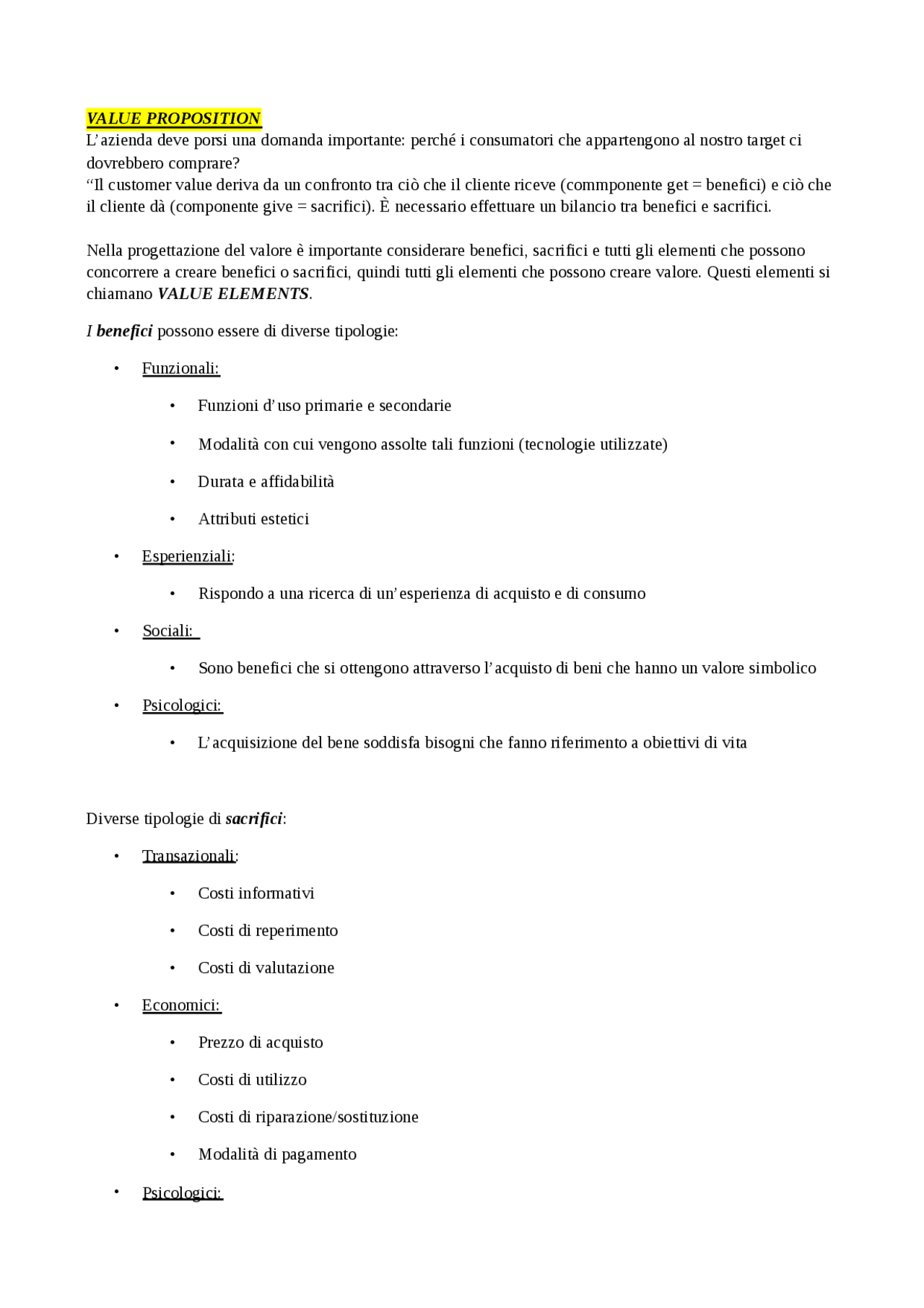 Customer Value Proposition Appunti Di Marketing Docsity