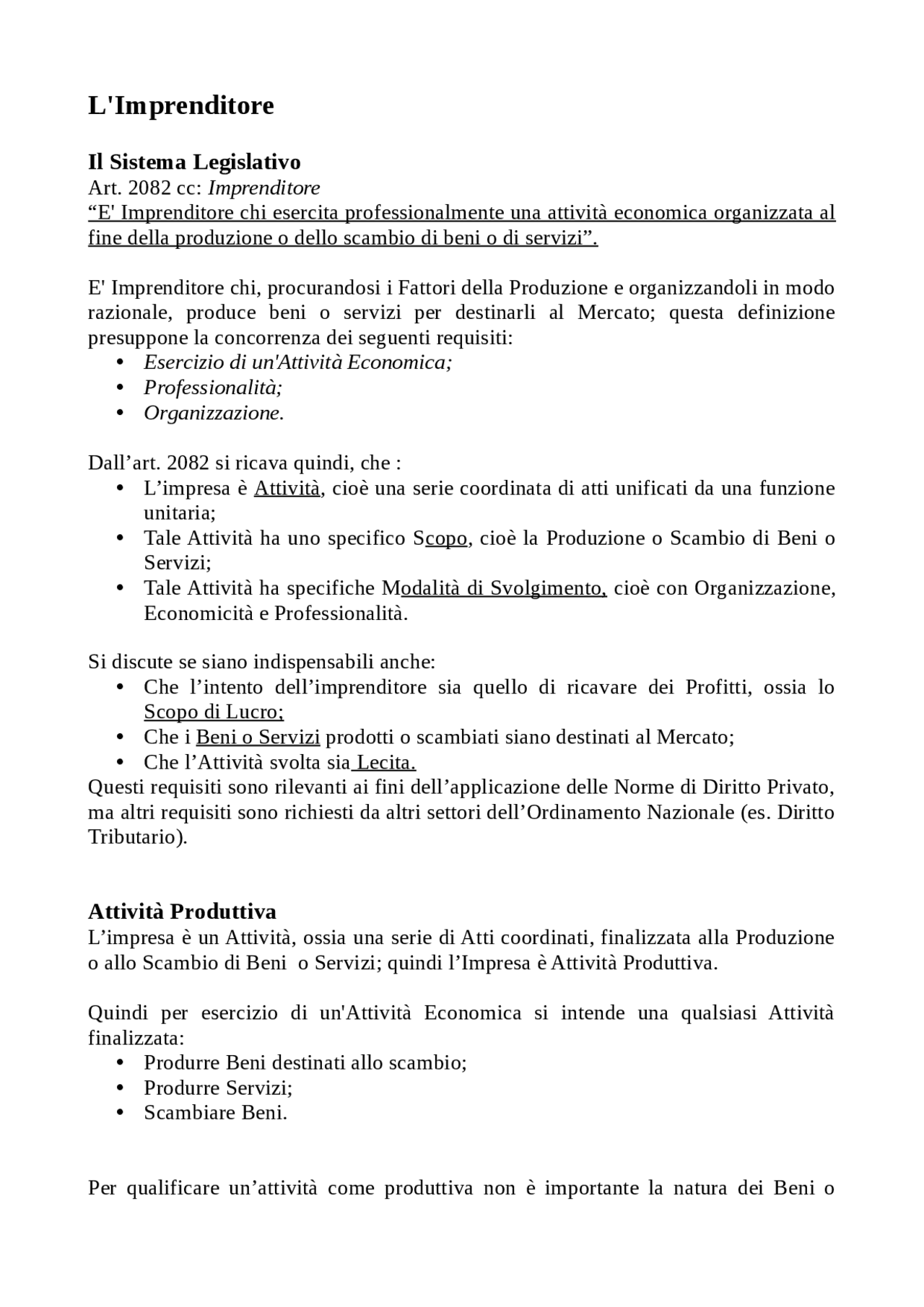 Imprenditore Commerciale Docsity