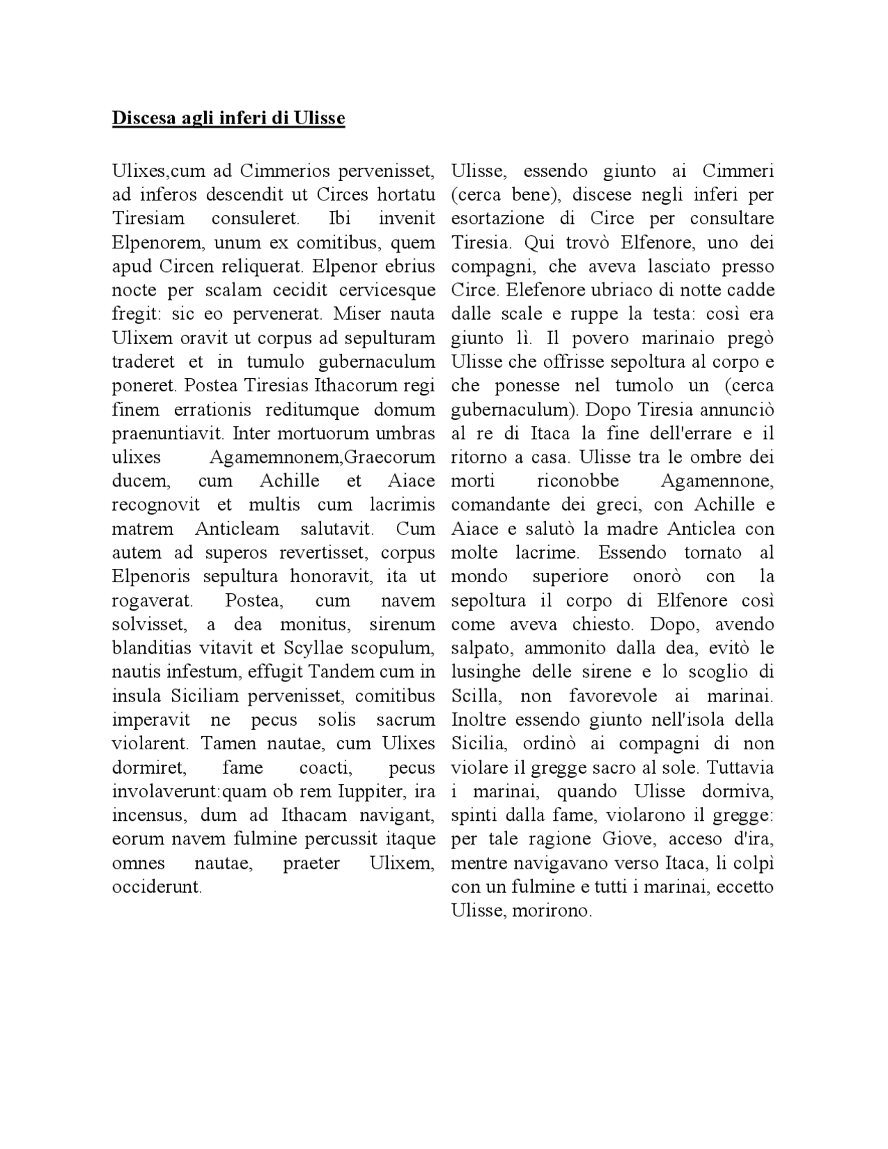 Discesa agli inferi di Ulisse - Docsity