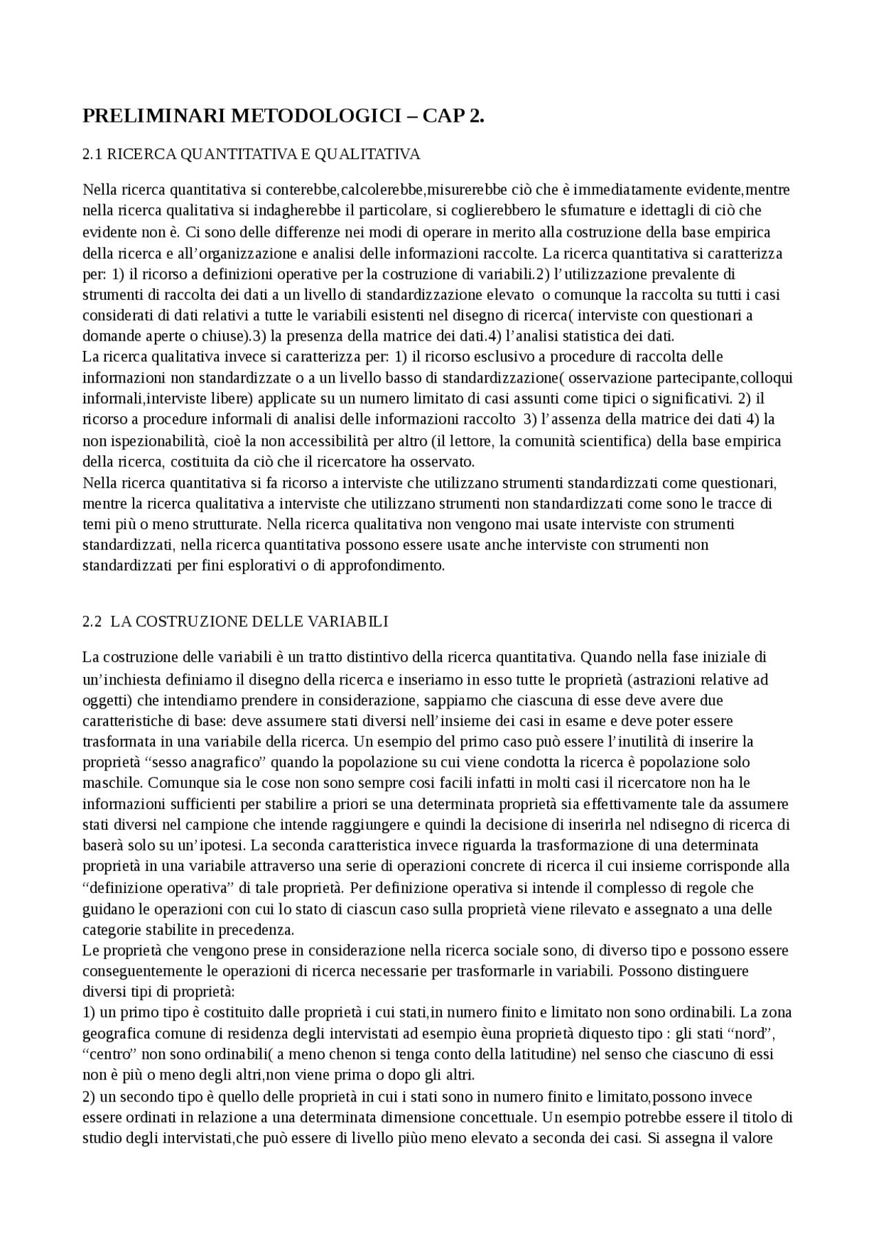 Preliminari Metodologici Docsity